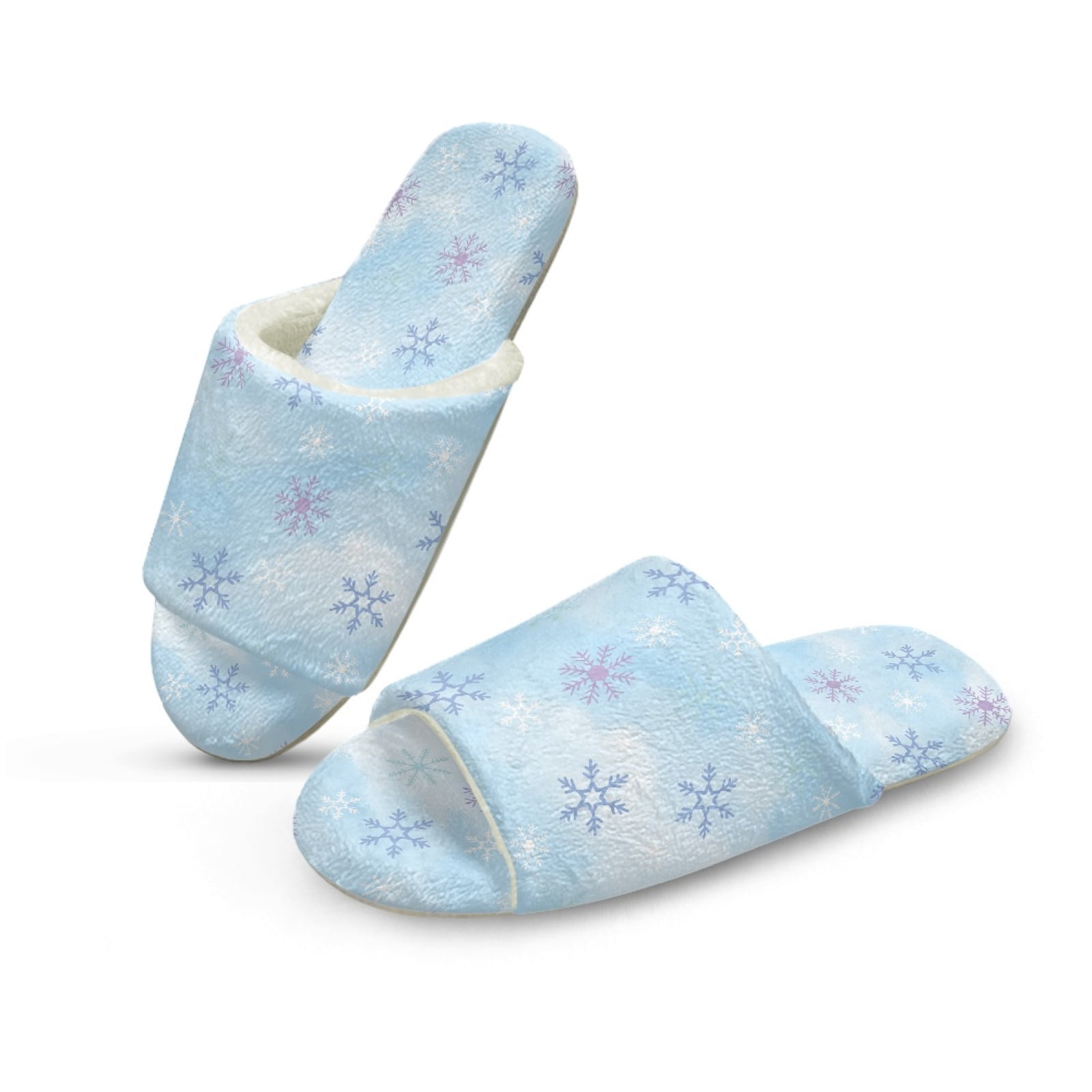 COEQINE Snowflake Blue Violet Warm Slippers for Women, Lightweight ...