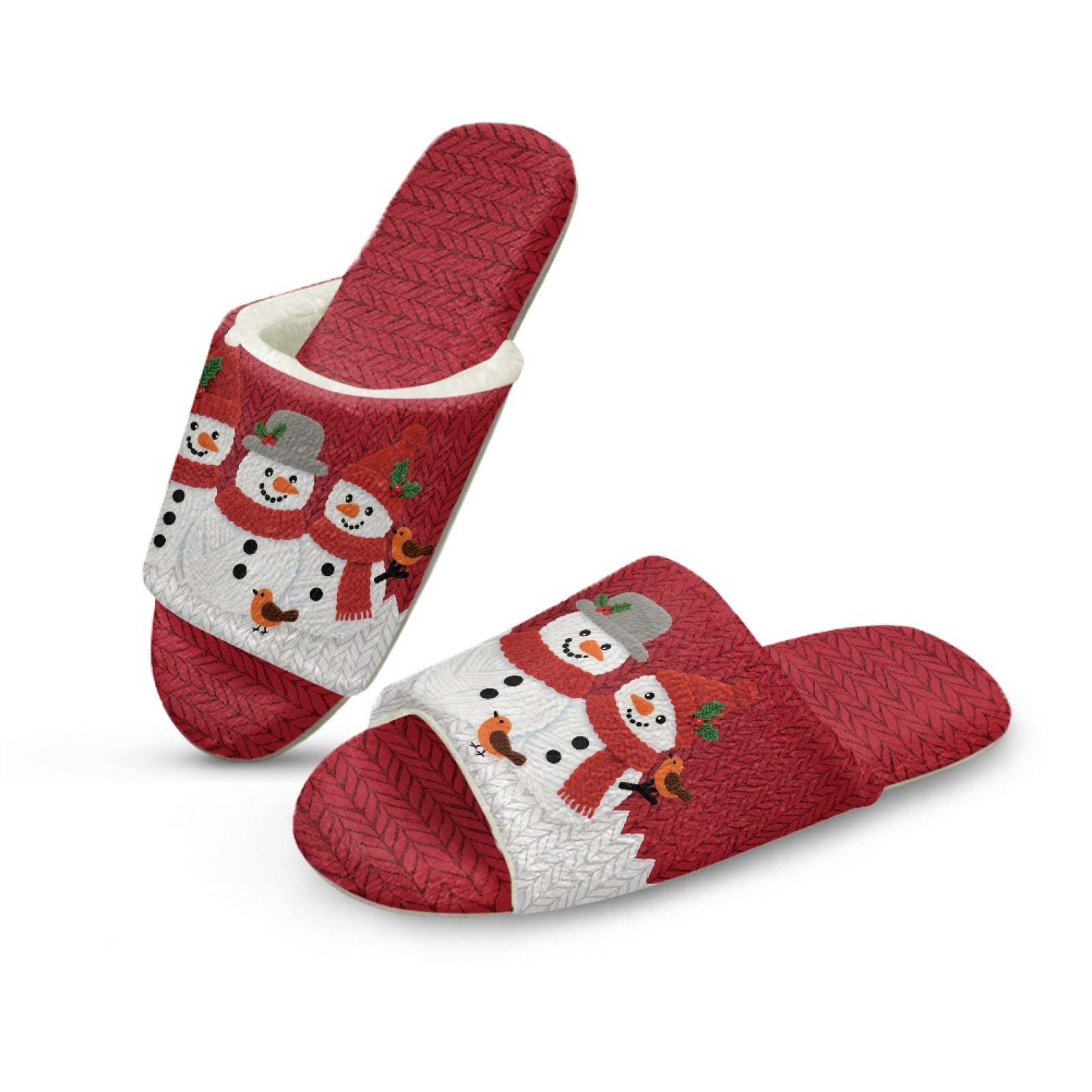 COEQINE Snowman Red Womens Fluffy Slippers Comfortable Mens Christmas ...