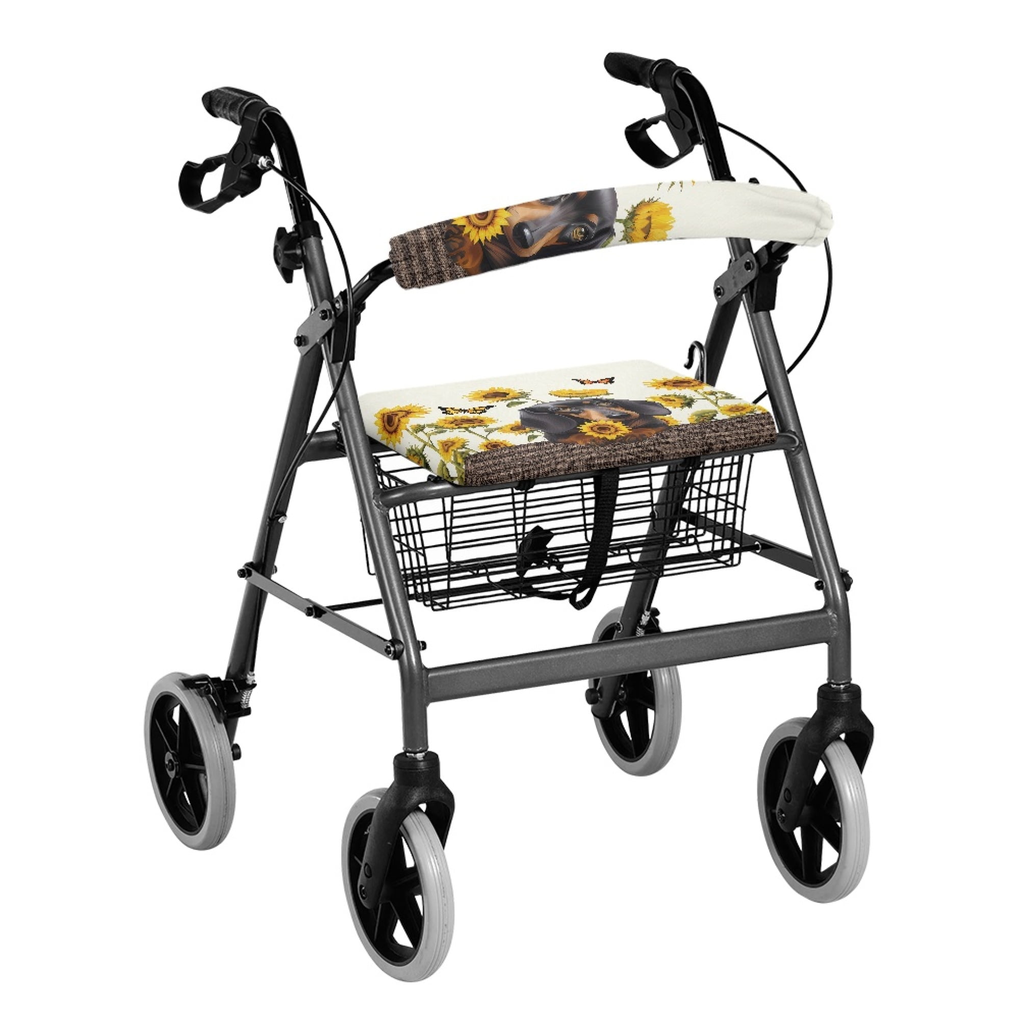 COEQINE Sunflower Dachshund Rollator Seat Cushion Back Bar Cover Set ...