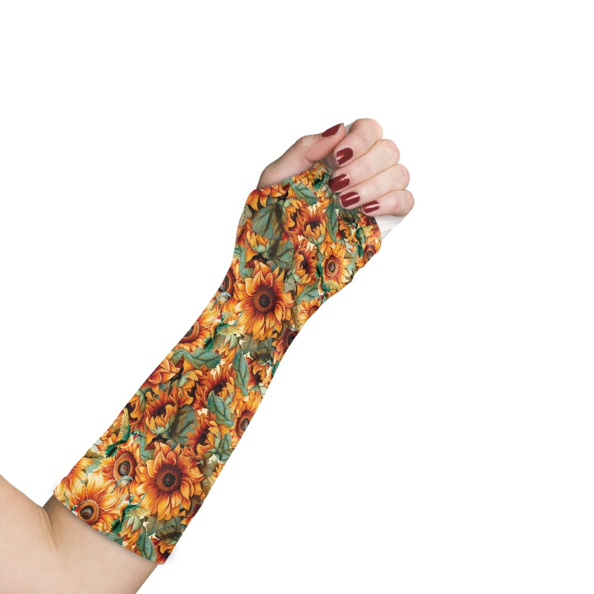 COEQINE Sunflower Hummingbird Arm Cast Cover Arm Cast Sleeve with Thumb ...