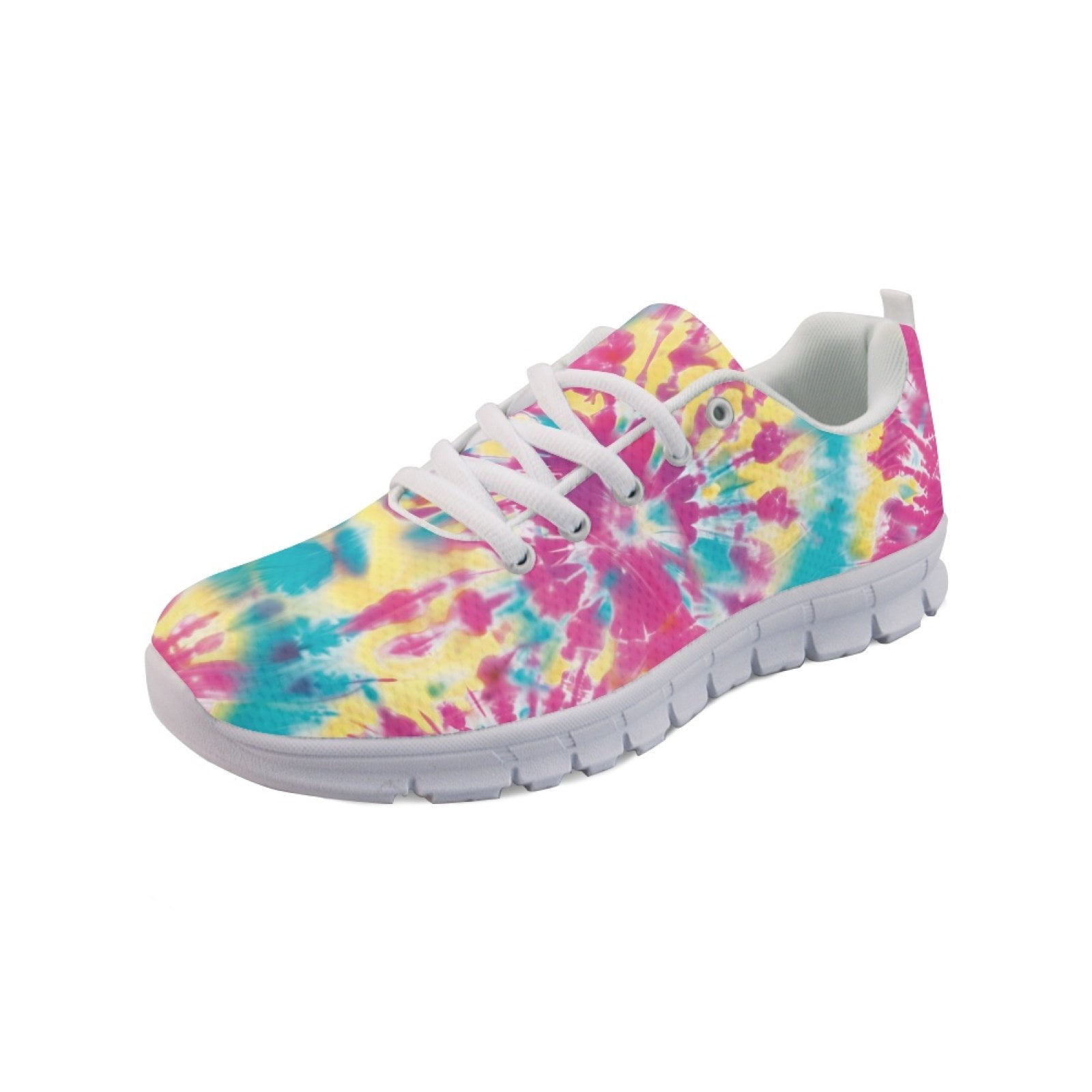 COEQINE Tie-dye Women Running Shoes Girls White Sole Sneakers Hiking ...