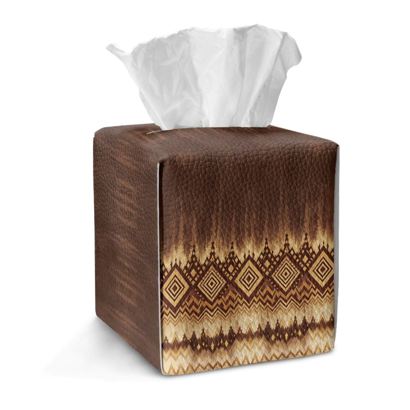 COEQINE Tissue Box Cover Holder Faux Leather Cube Napkin Dispenser Snap ...