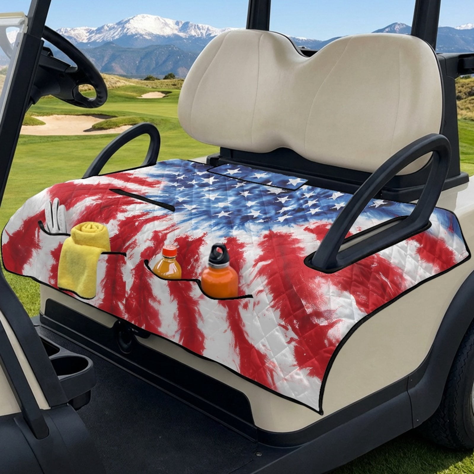COEQINE US Flag Golf Cart Seat Blanket Towel, Folds Compact for ...