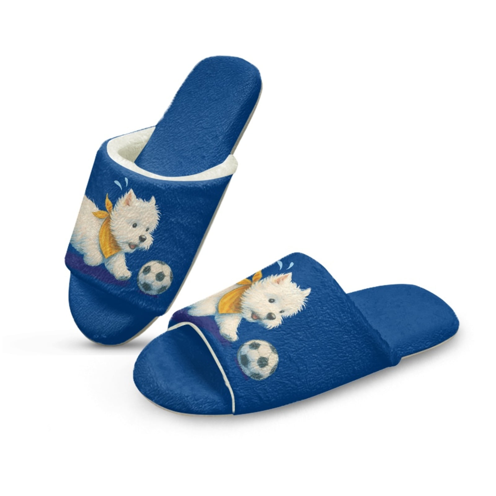 COEQINE West Highland Terrier Football Blue House Slippers for Women ...