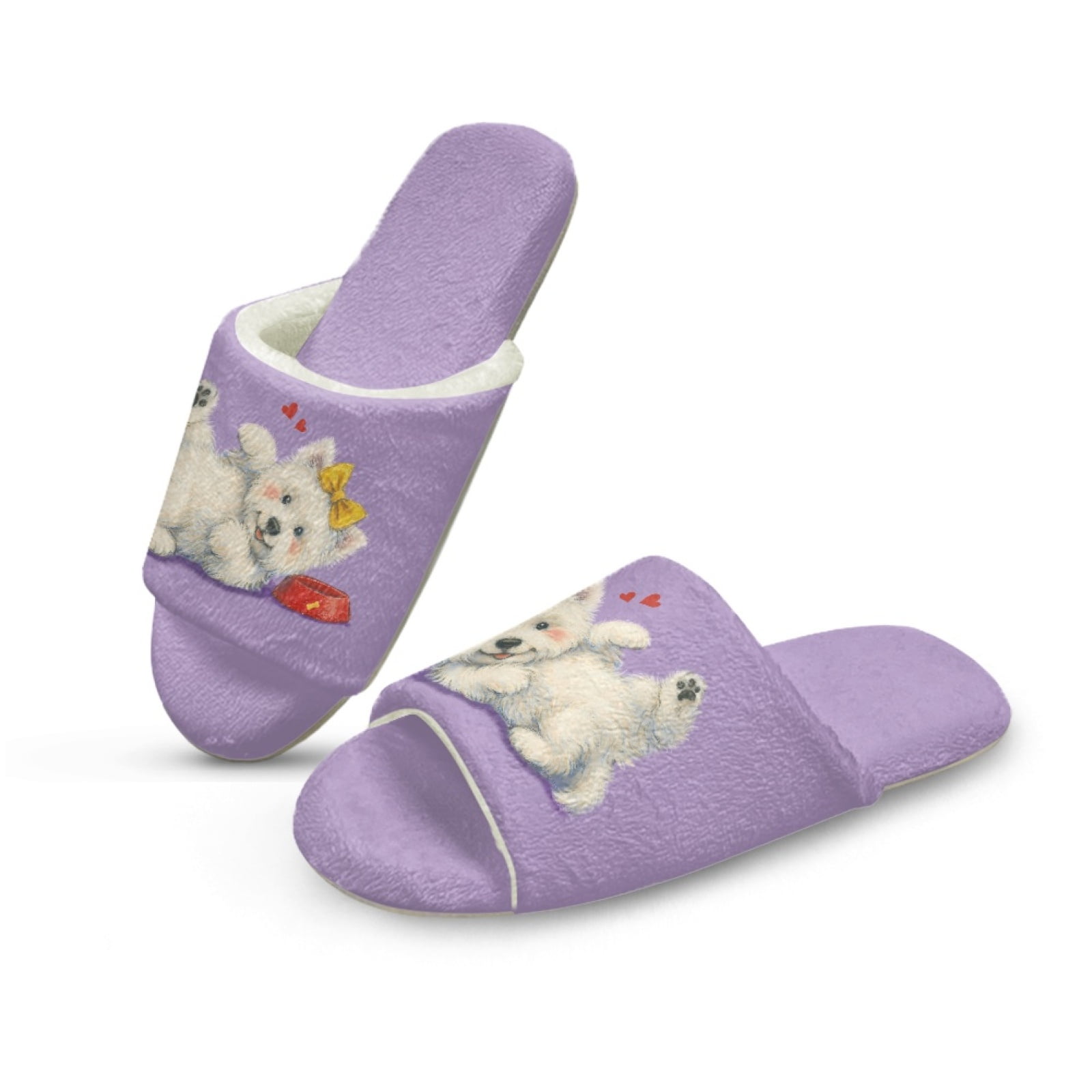 COEQINE West Highland White Terrier Violet Womens Warm Slippers Open ...