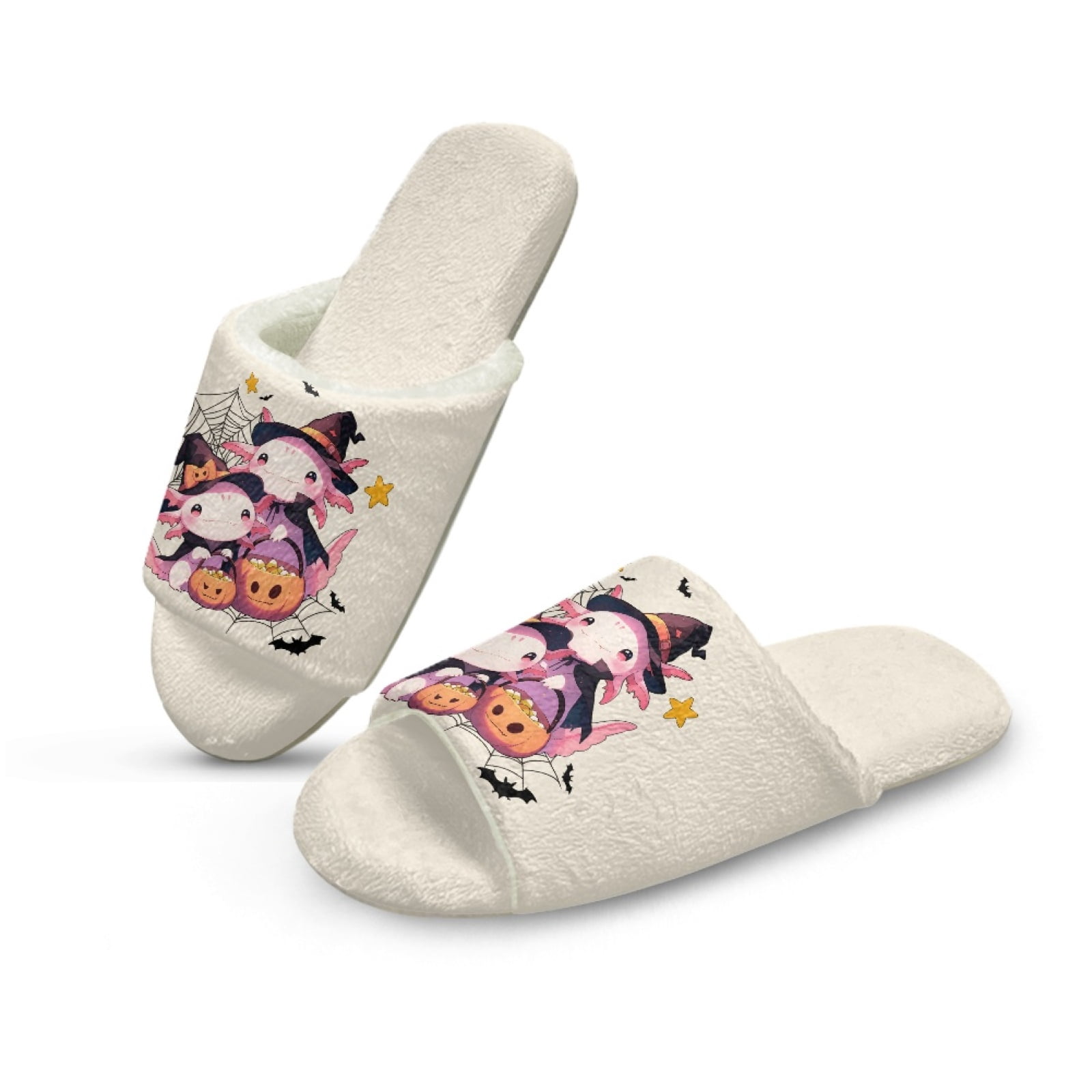 COEQINE Witch Axolotl Warm Slippers for Women, Lightweight Halloween ...