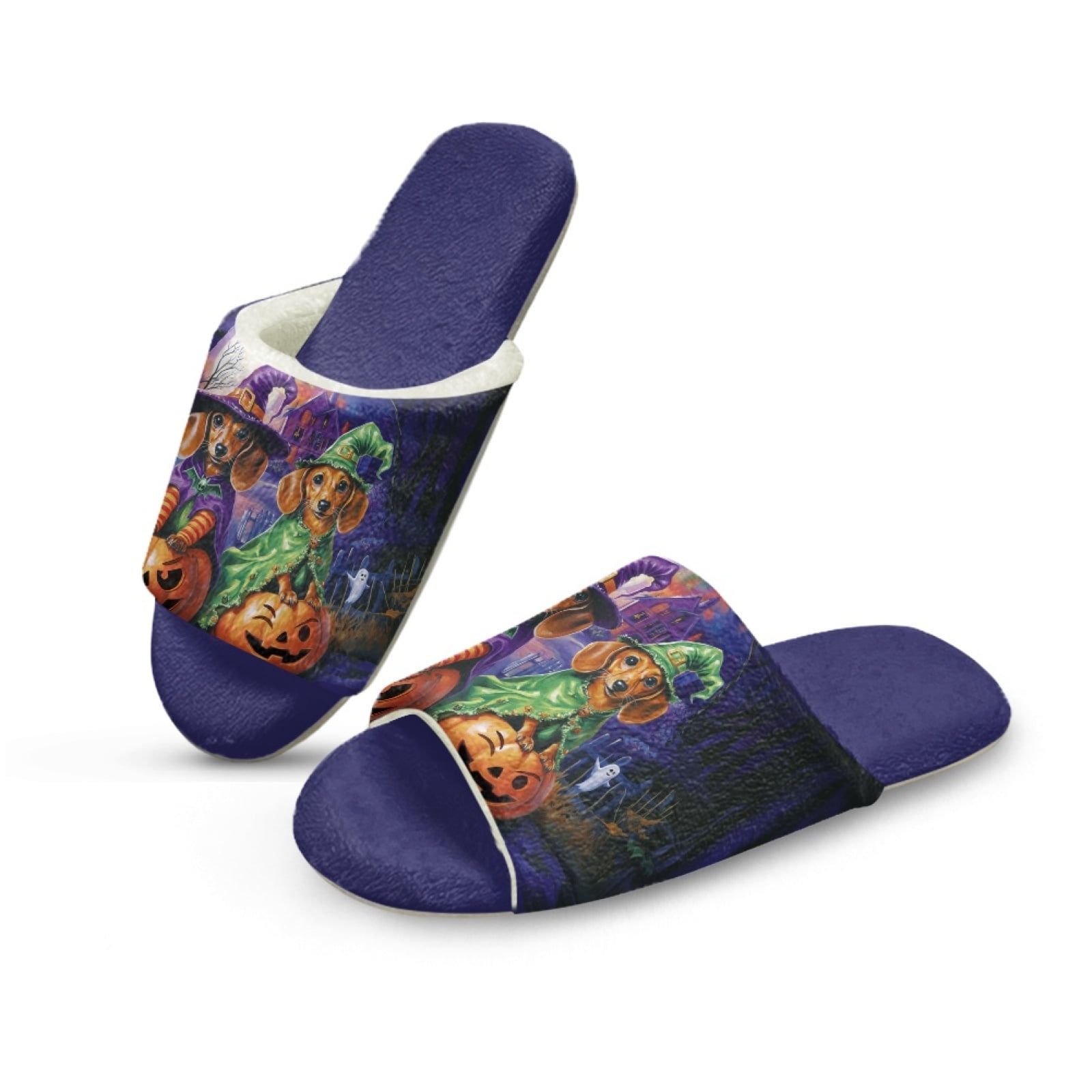 COEQINE Witch Dachshund Pumpkin Womens Warm Slippers Portable Indoor ...