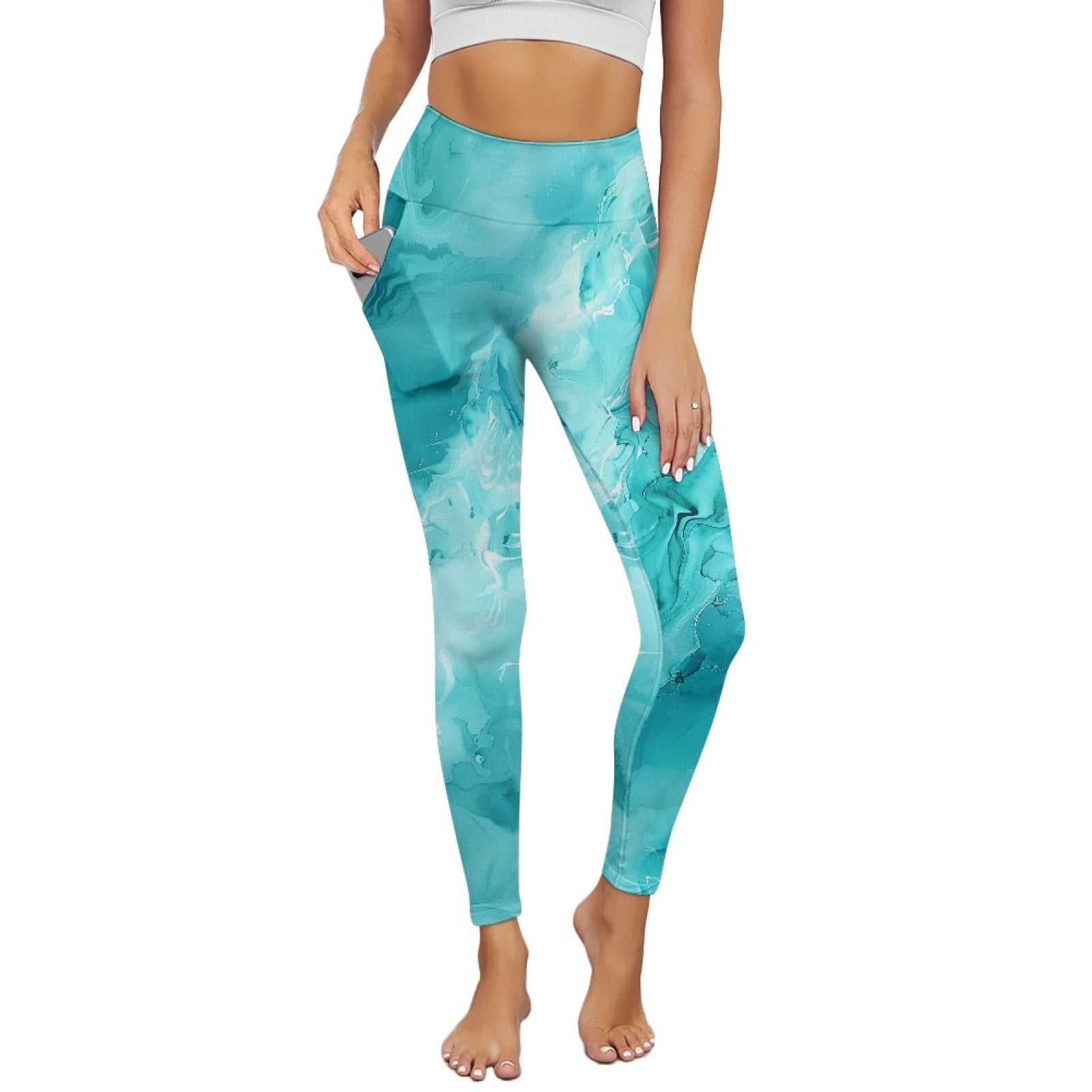 COEQINE Women Compression Yoga Pants with Pockets Hip Lift High Waisted ...