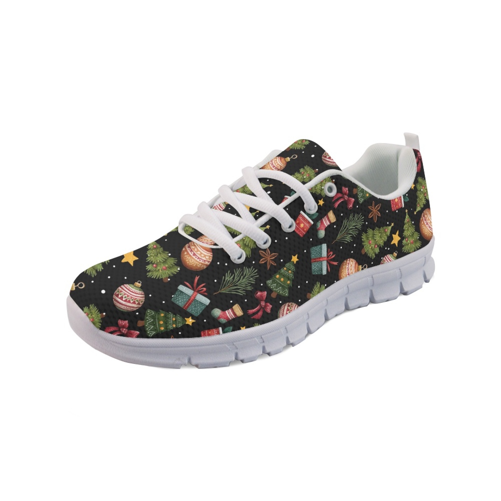 COEQINE Women Running Shoes Girls White Sole Christmas Tree Ball ...