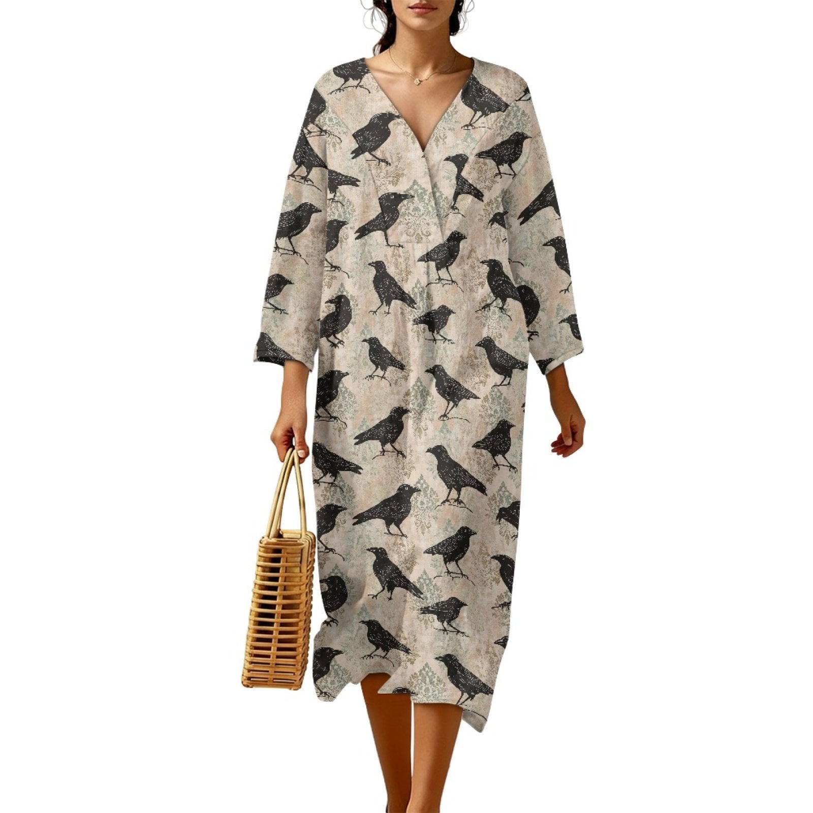 COEQINE Women's Shift Dress Loose Flowy A Line 3/4 Sleeve Day Dress ...