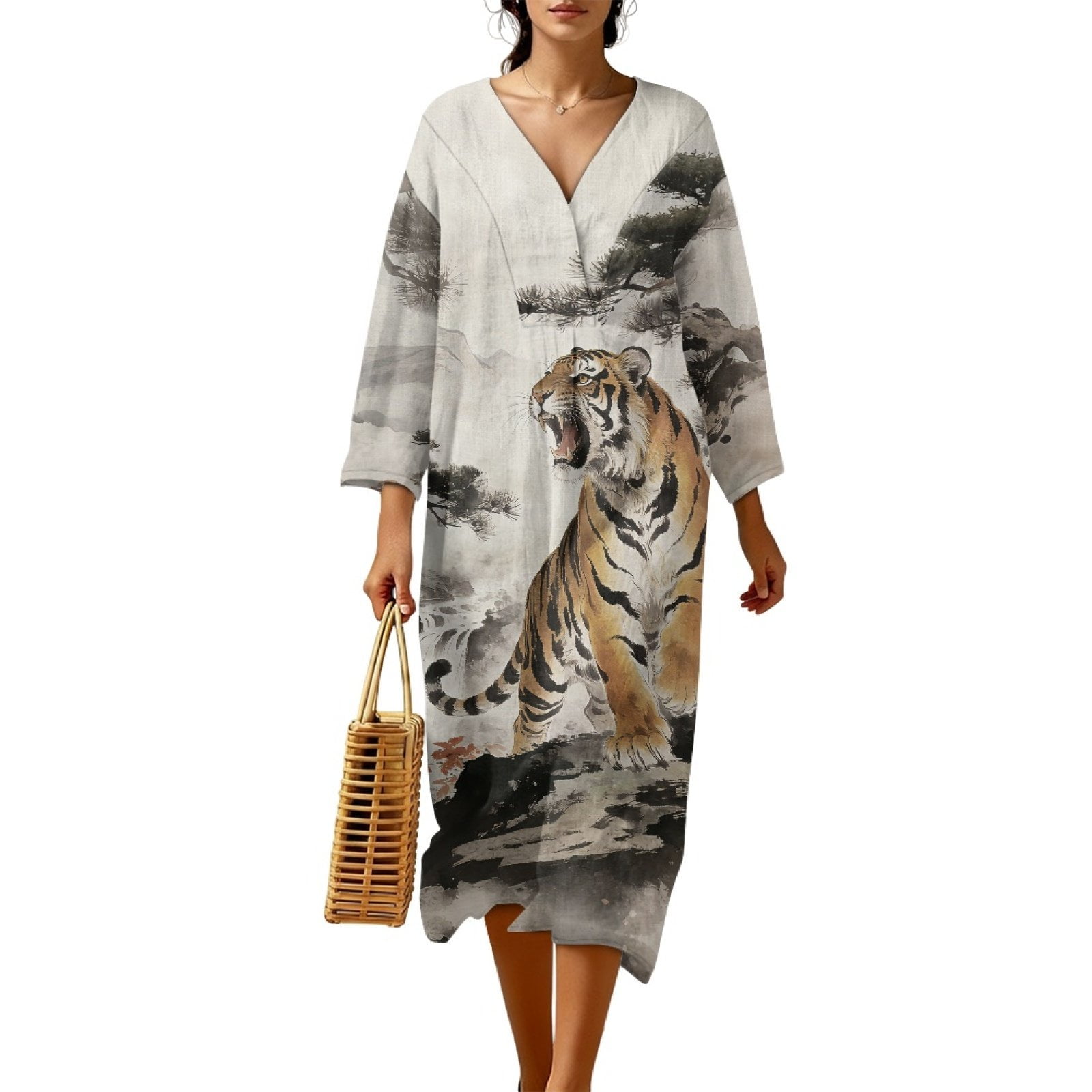 COEQINE Women's Shift Dress Loose Flowy A Line 3/4 Sleeve Day Dress ...