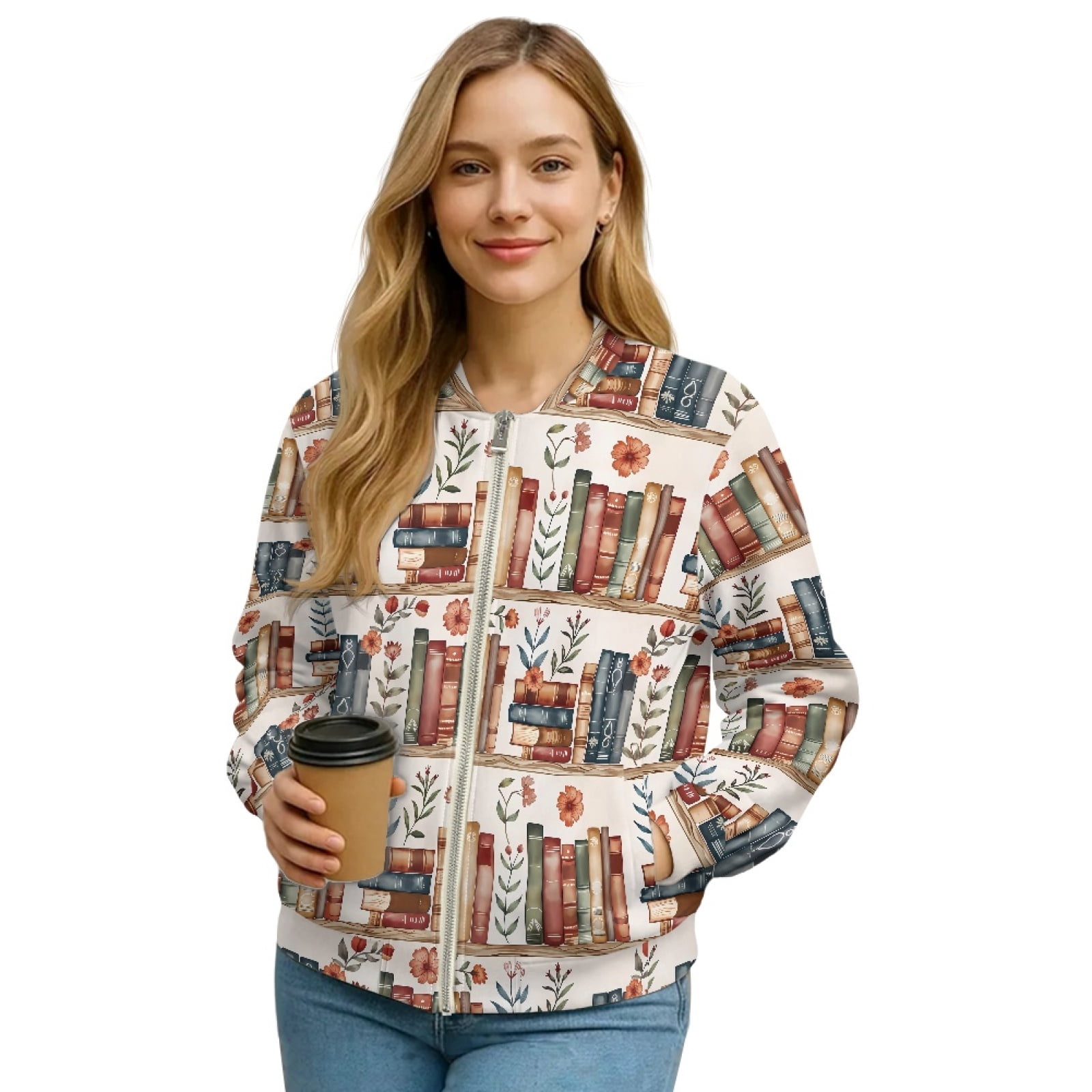 COEQINE Womens Bomber Jacket Coat Zip Up Stand Collar Cardigan Jacket ...