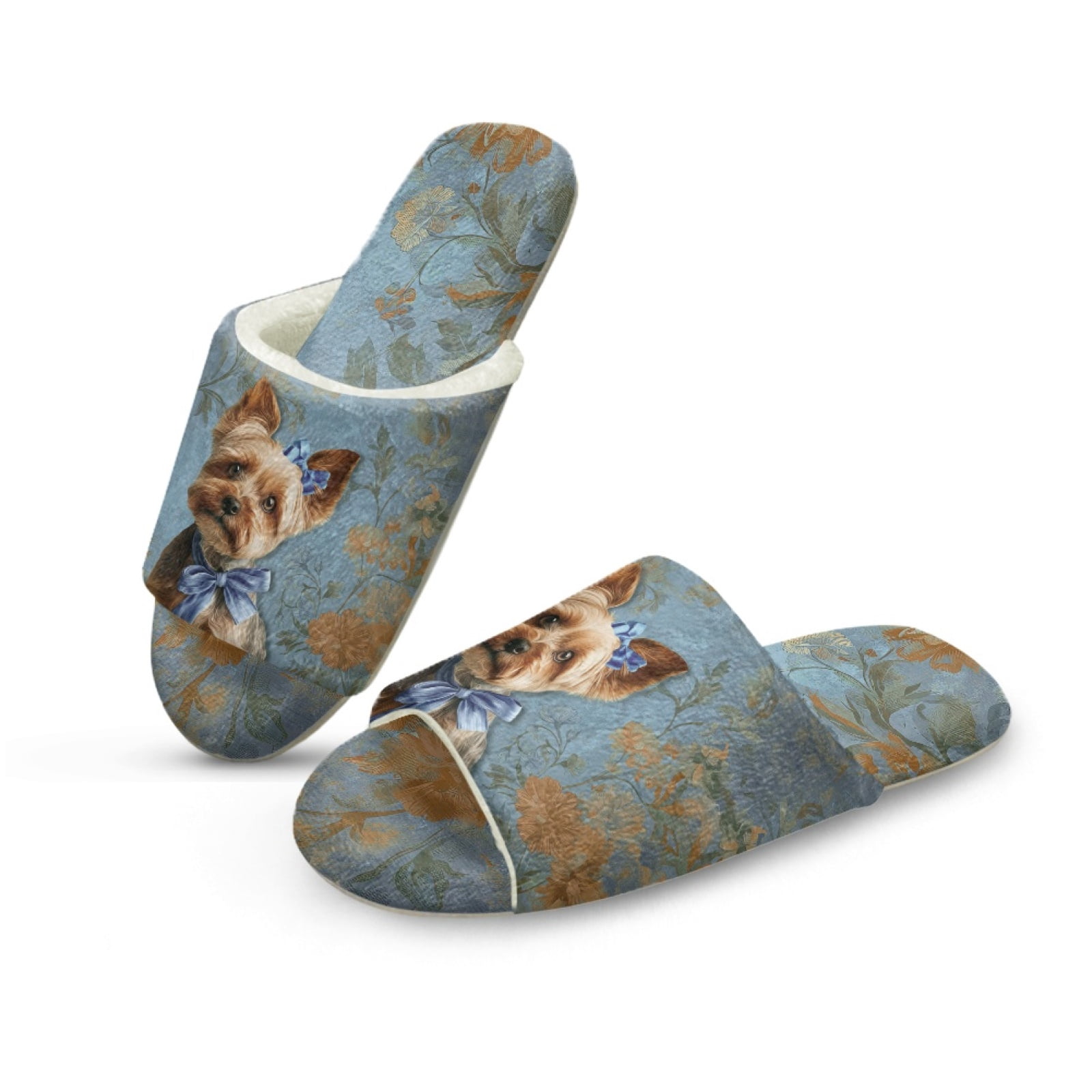 COEQINE Yorkshire Terrier Womens Open Toe Slippers Trendy Slip On House ...
