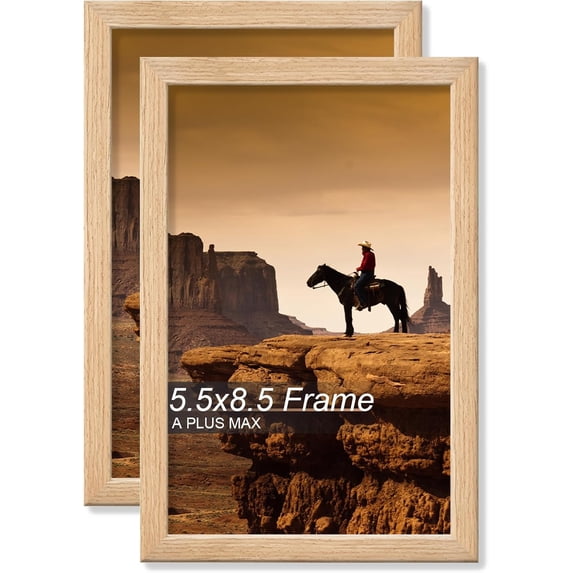COEQWD-5.5x8.5 Picture Frame Set of 2, Natural Engineered Wood Frame ...
