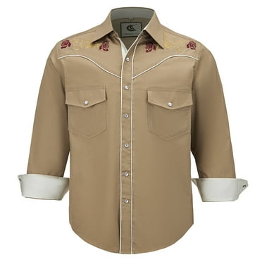 Ely Cattleman Men's Long Sleeve Solid Western Shirt - Walmart.com