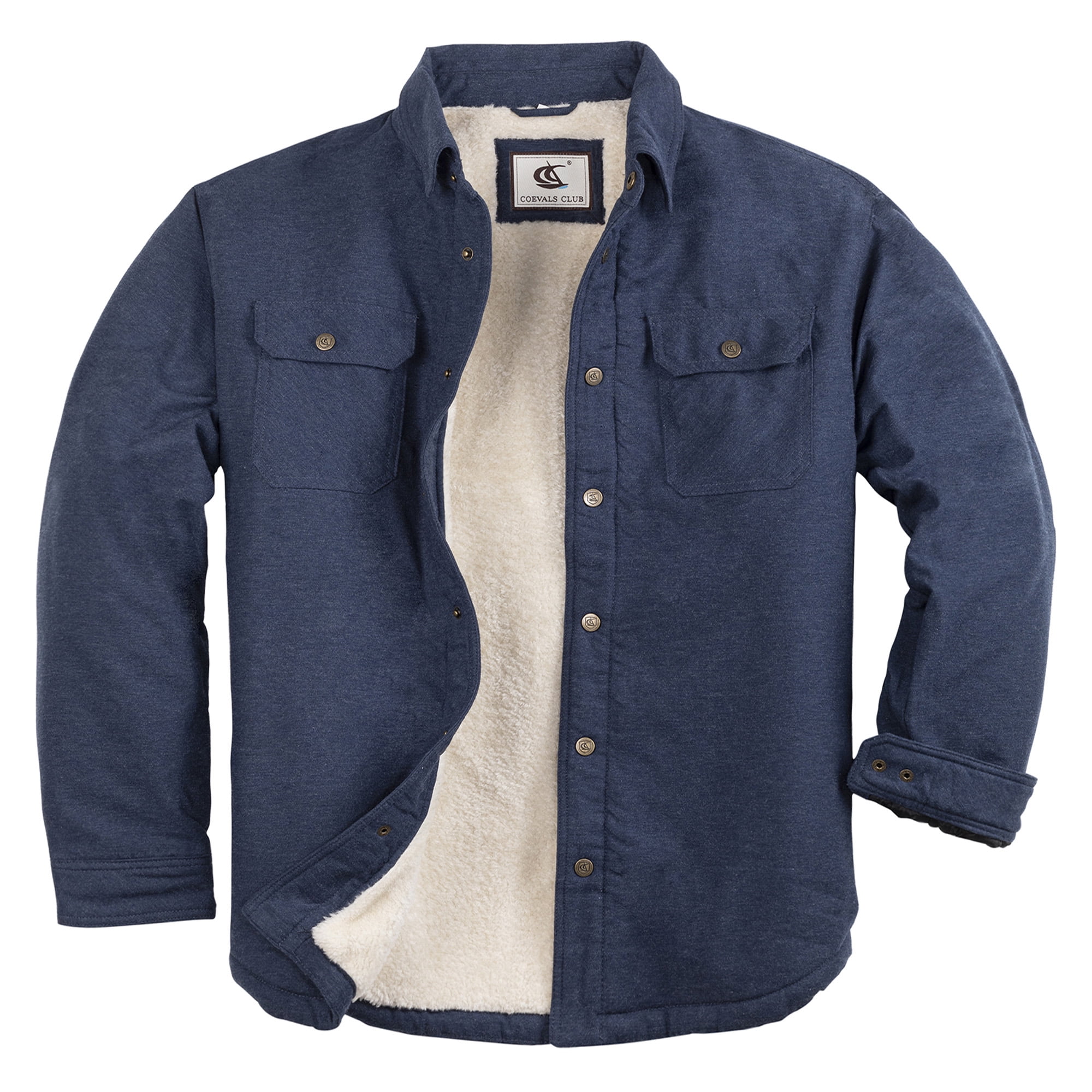 COEVALS CLUB Men's Flannel Jacket Shacket Sherpa Quilted Lined Casual ...