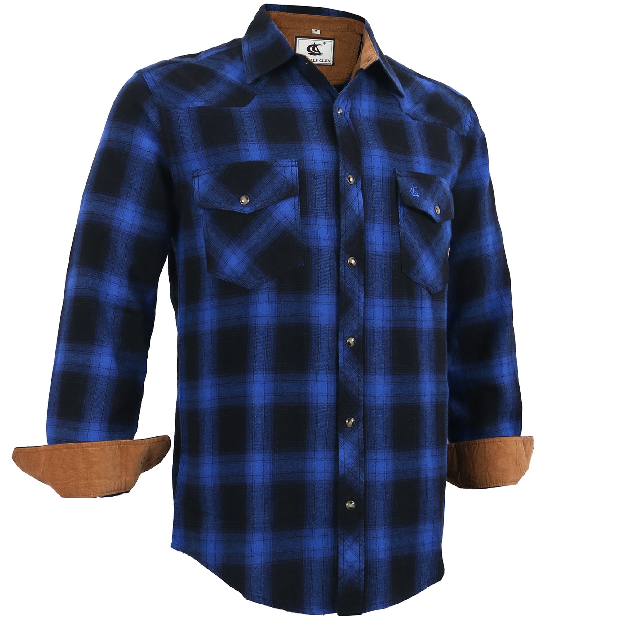 COEVALS CLUB Men's Flannel Western Pearl Snap Corduroy Lined Plaid Work ...