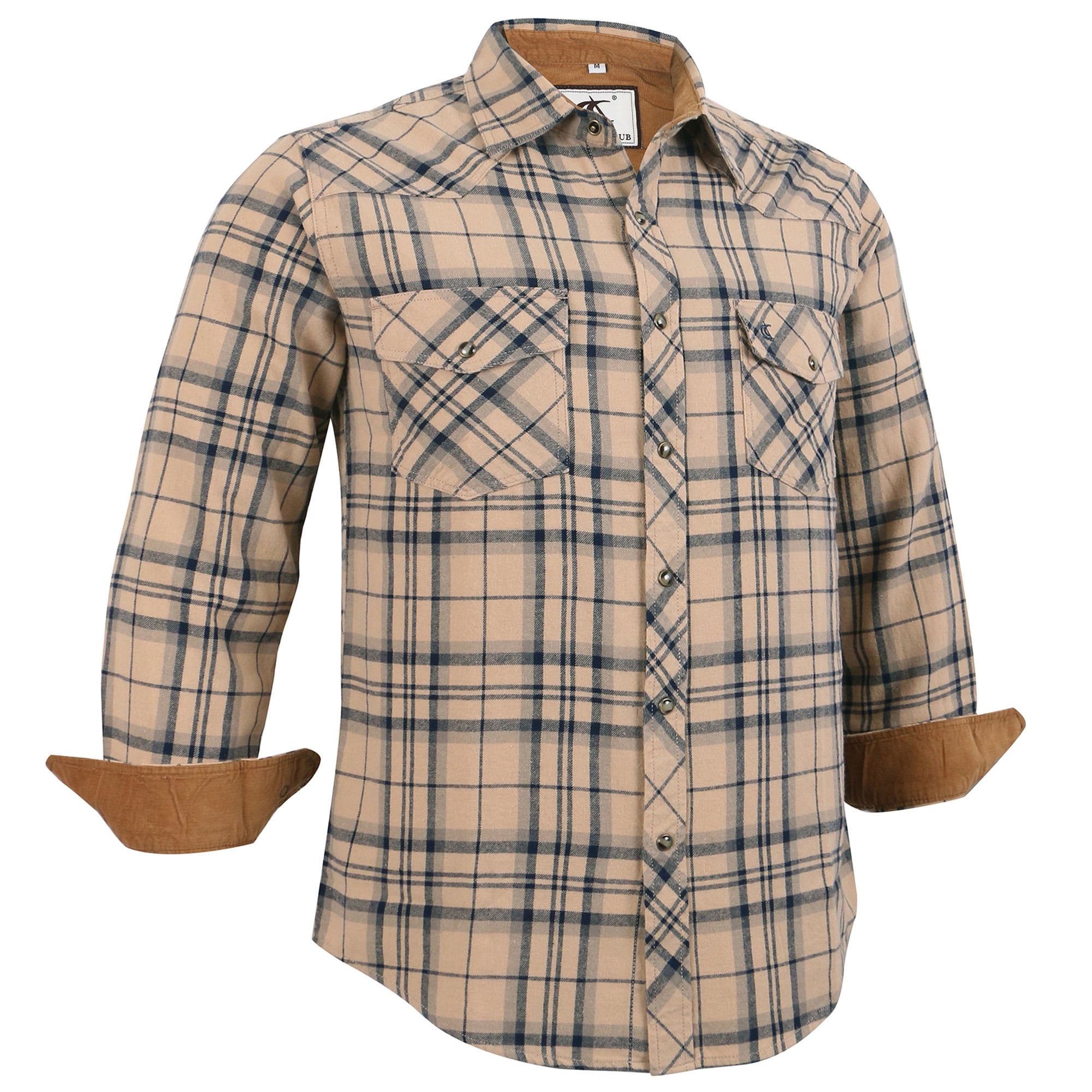 COEVALS CLUB Men's Flannel Western Pearl Snap Corduroy Lined Plaid Work ...