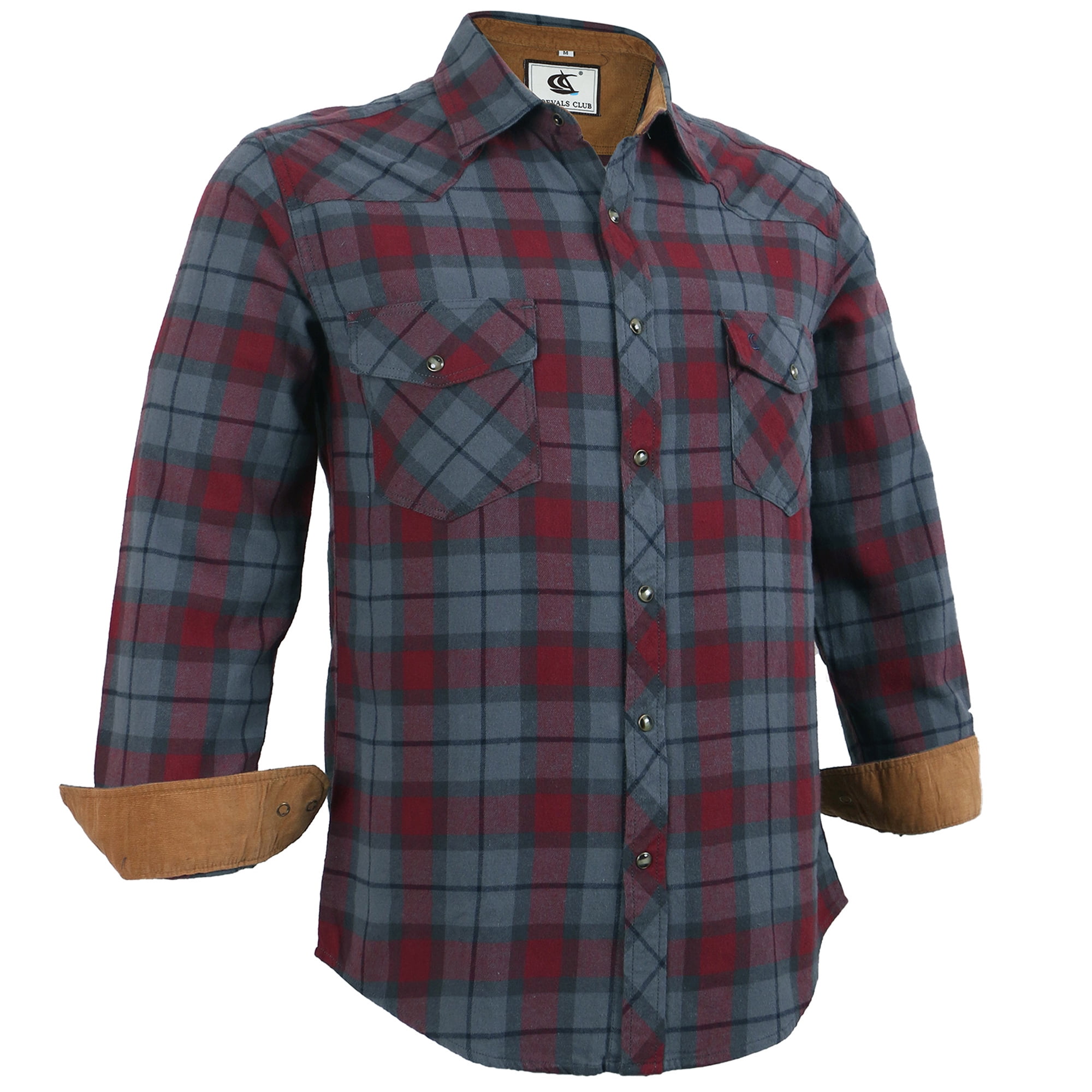 COEVALS CLUB Men's Flannel Western Pearl Snap Corduroy Lined Plaid Work ...