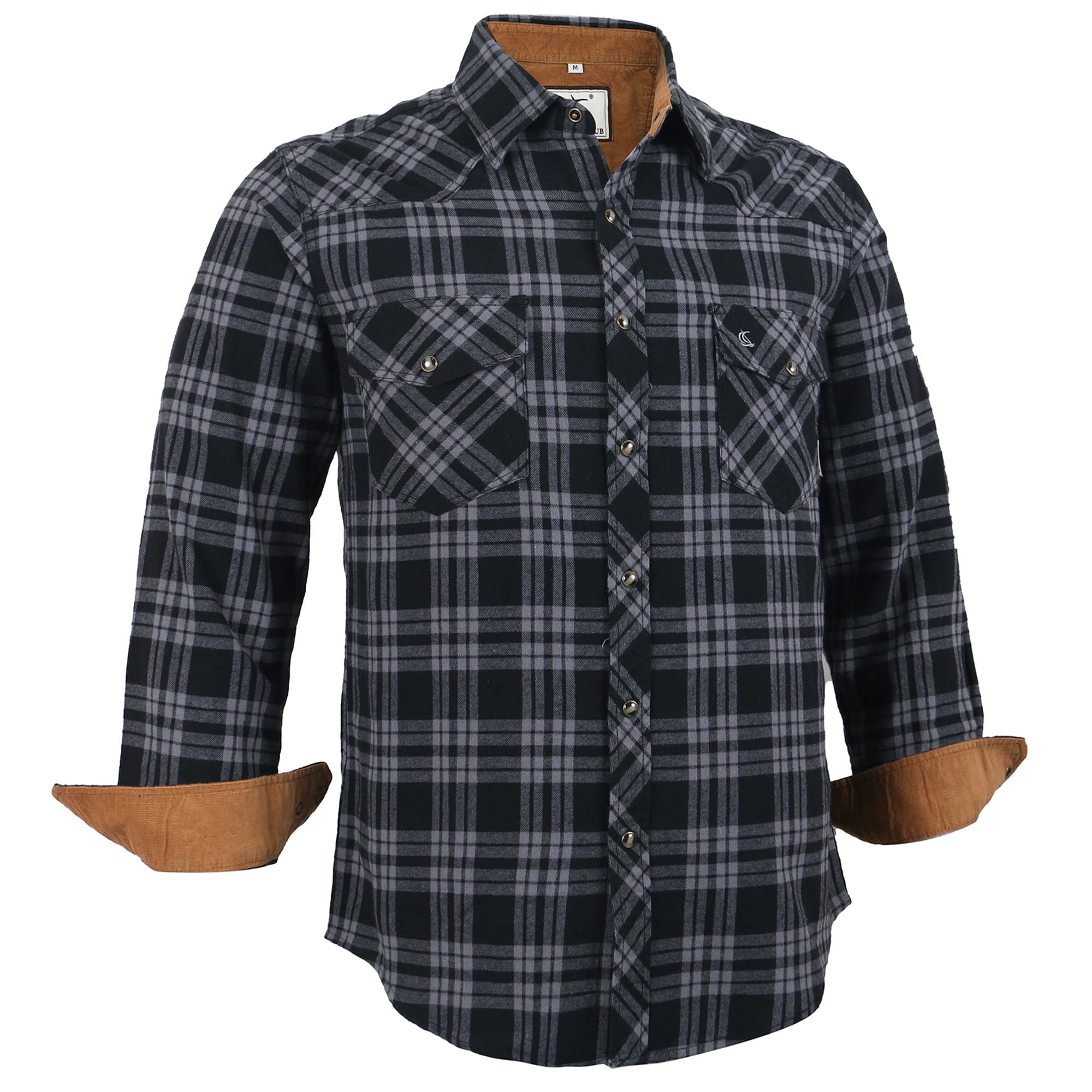COEVALS CLUB Men's Flannel Western Pearl Snap Corduroy Lined Plaid Work ...