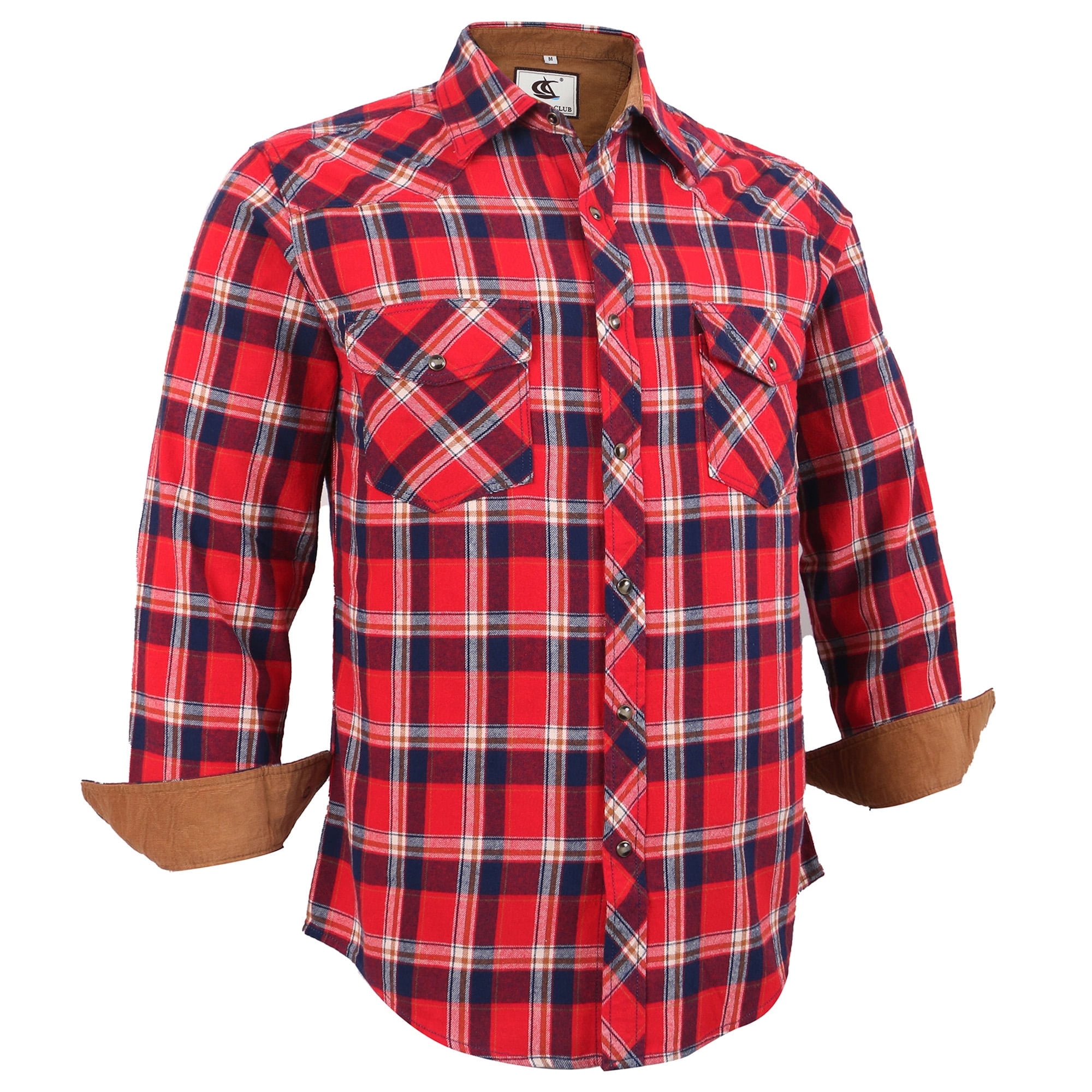 COEVALS CLUB Men's Flannel Western Pearl Snap Corduroy Lined Plaid Work ...