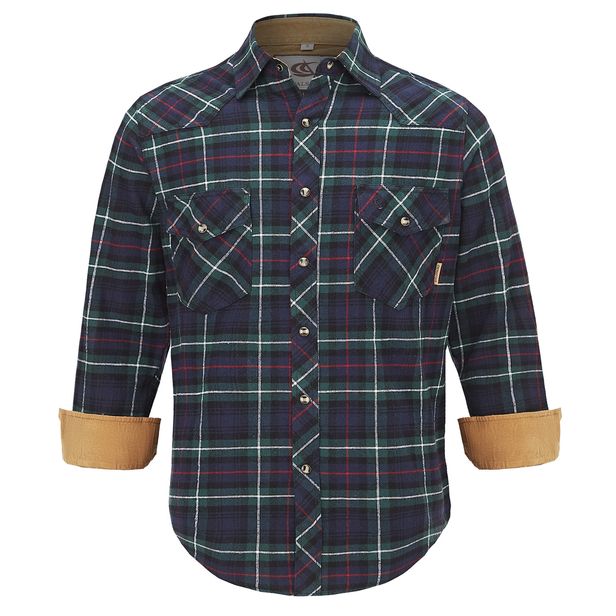 COEVALS CLUB Men's Flannel Western Pearl Snap Corduroy Lined Plaid Work ...