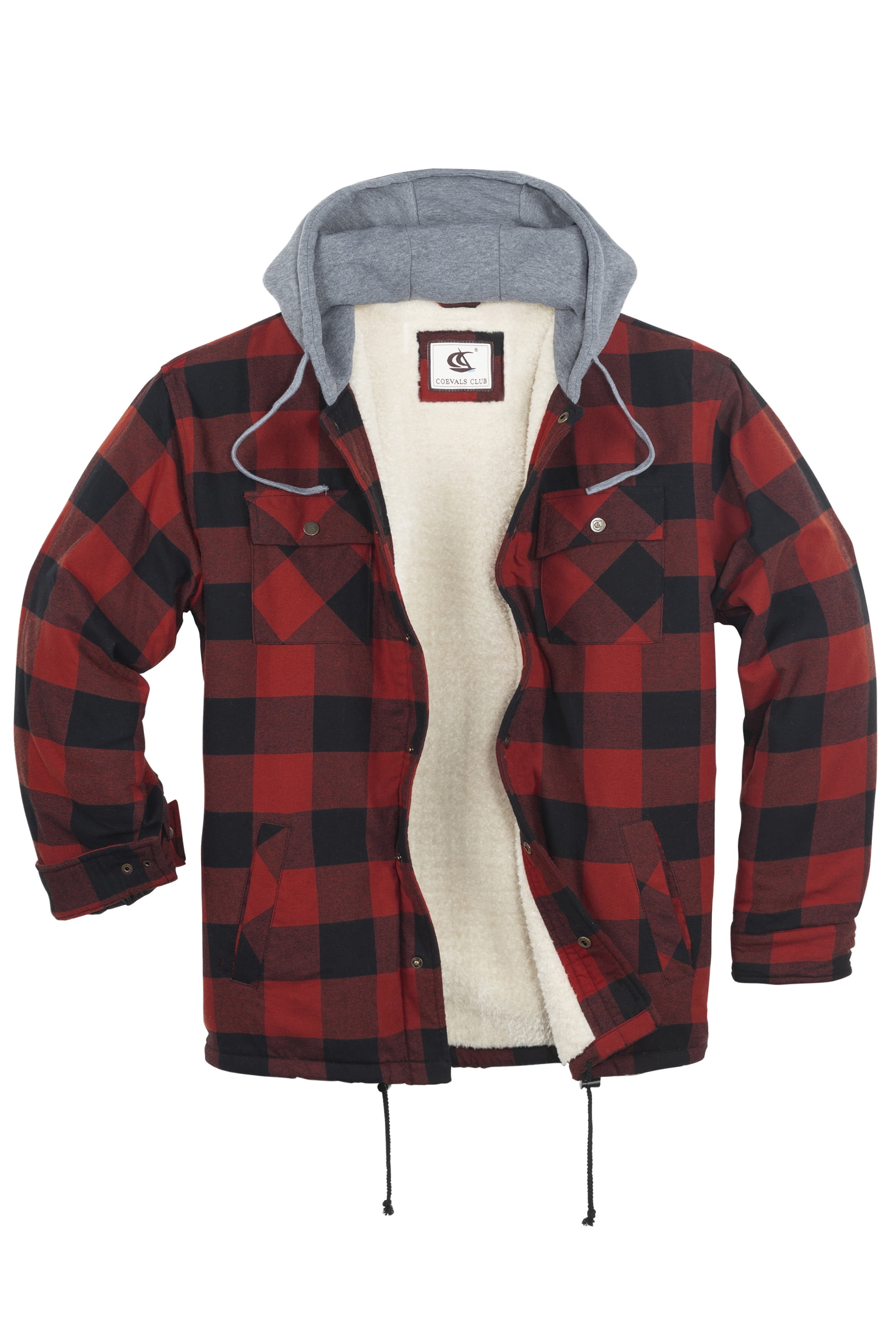 COEVALS CLUB Men's Hooded Sherpa Lined Flannel Long Sleeve Cotton Plaid ... COEVALS CLUB Men's Hooded Sherpa Lined Flannel Long Sleeve Cotton Plaid ...
