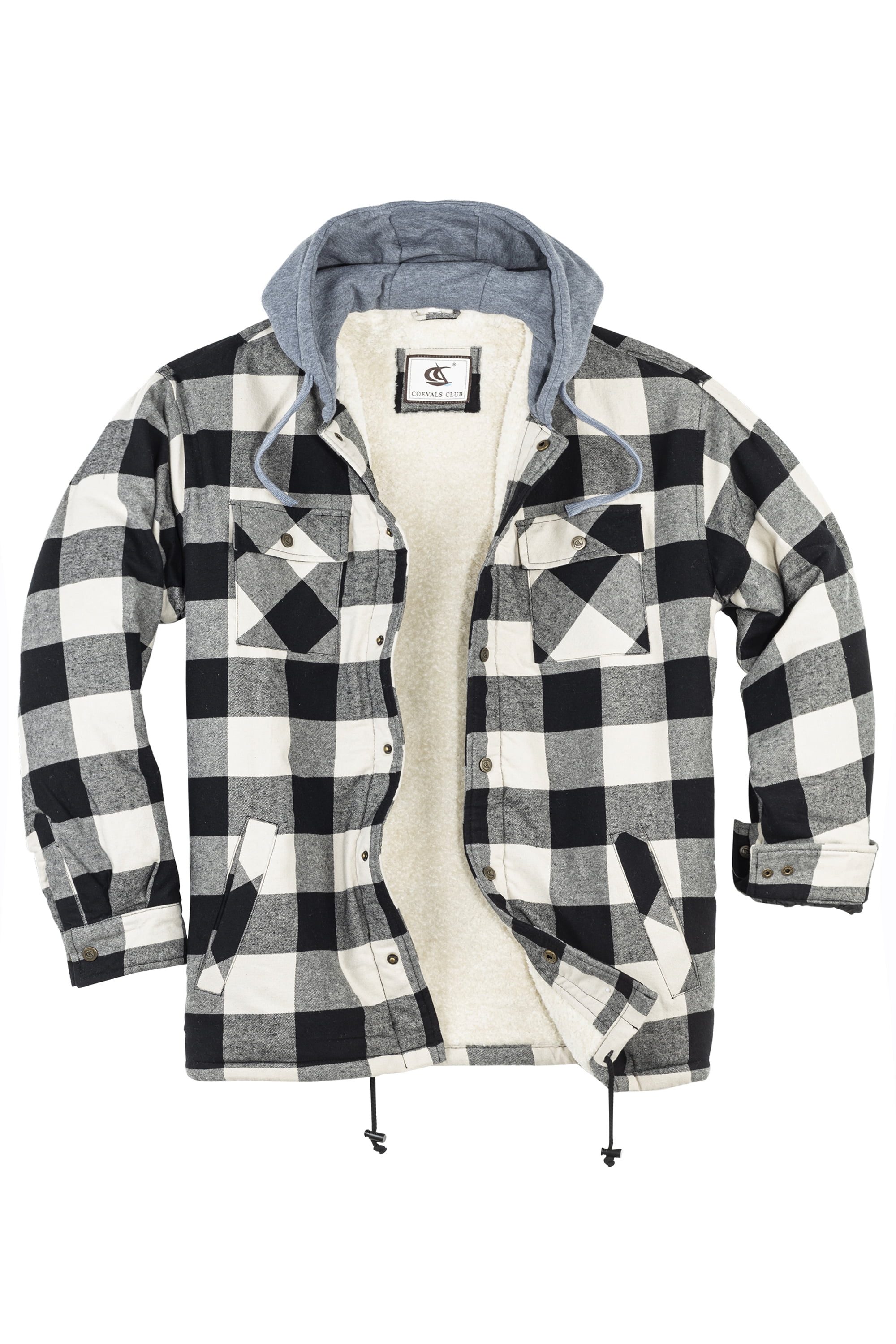 COEVALS CLUB Men's Hooded Sherpa Lined Flannel Long Sleeve Cotton Plaid ... COEVALS CLUB Men's Hooded Sherpa Lined Flannel Long Sleeve Cotton Plaid ...