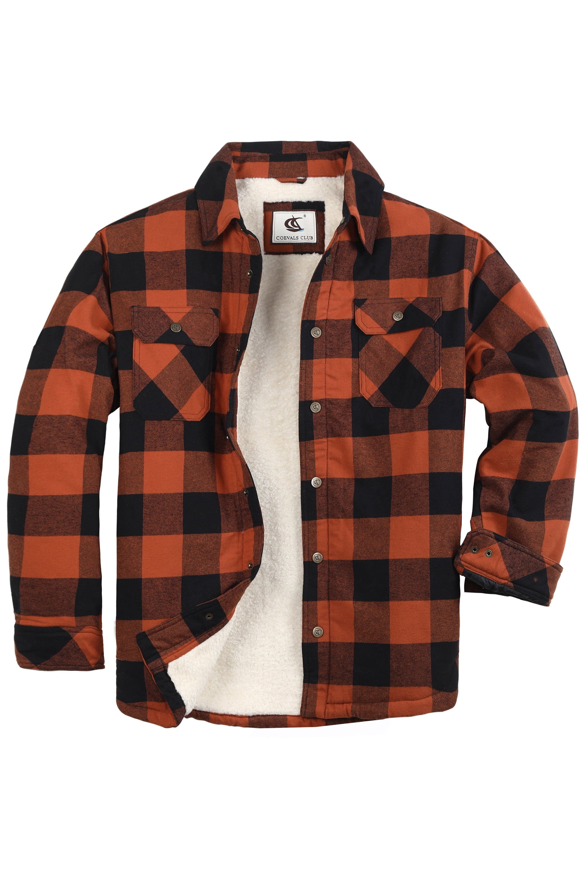 COEVALS CLUB Men's Sherpa Lined Flannel Long Sleeve Cotton Plaid Snap ... COEVALS CLUB Men's Sherpa Lined Flannel Long Sleeve Cotton Plaid Snap ...