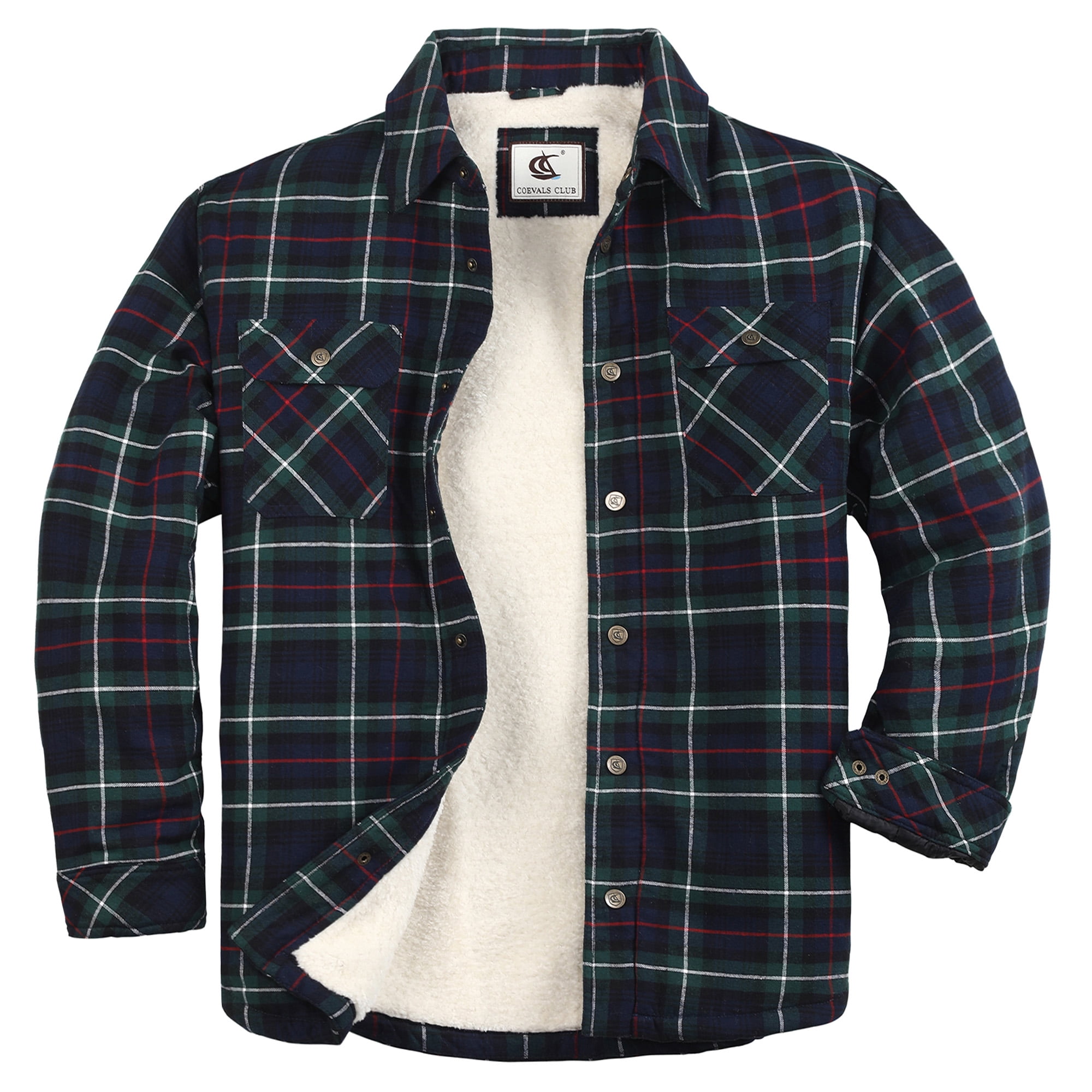 COEVALS CLUB Men's Warm Heavyweight Sherpa Lined Flannel Jacket, Cotton ...