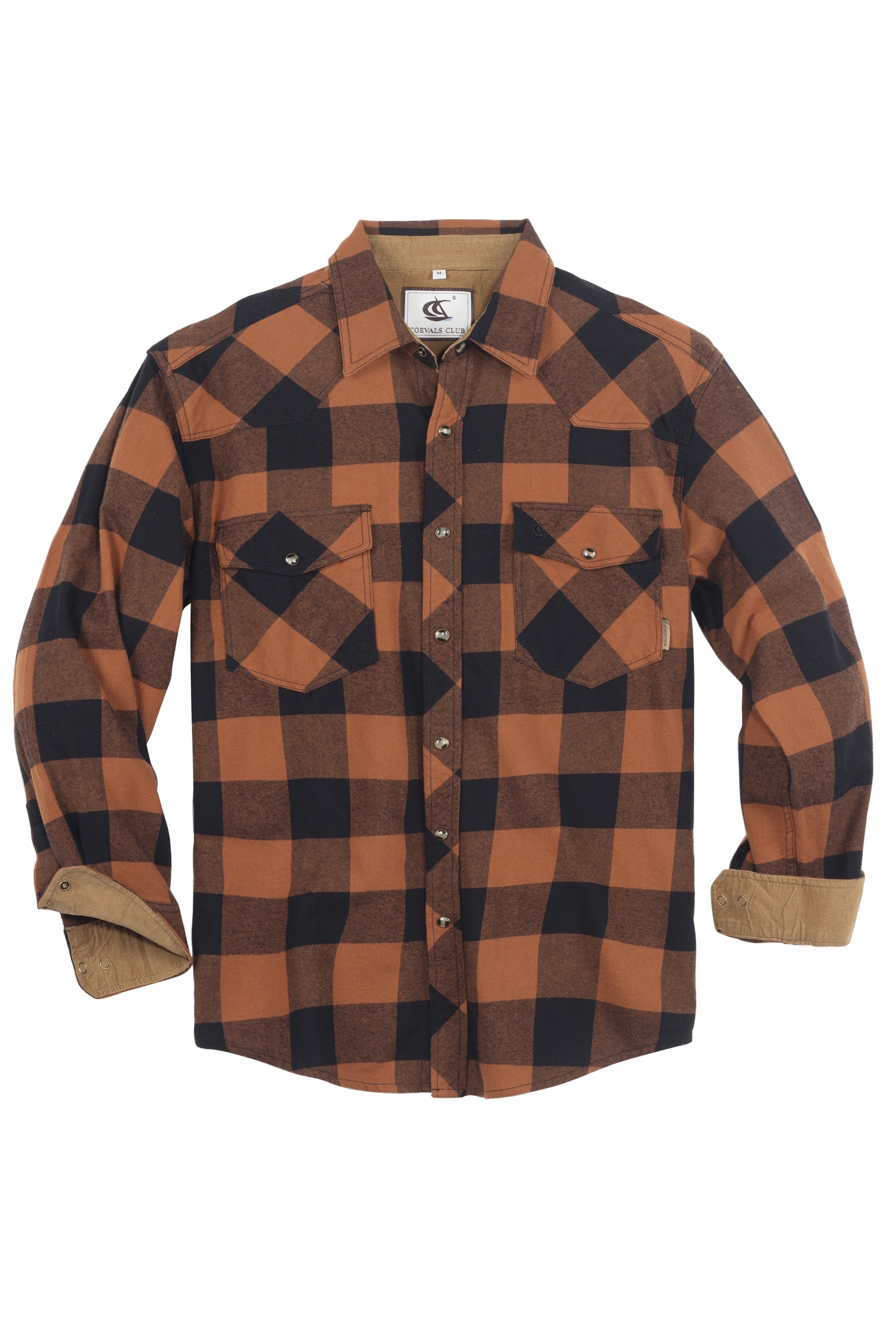 COEVALS CLUB Mens Flannel Long Sleeve Shirts Corduroy Lined Snap Button ...