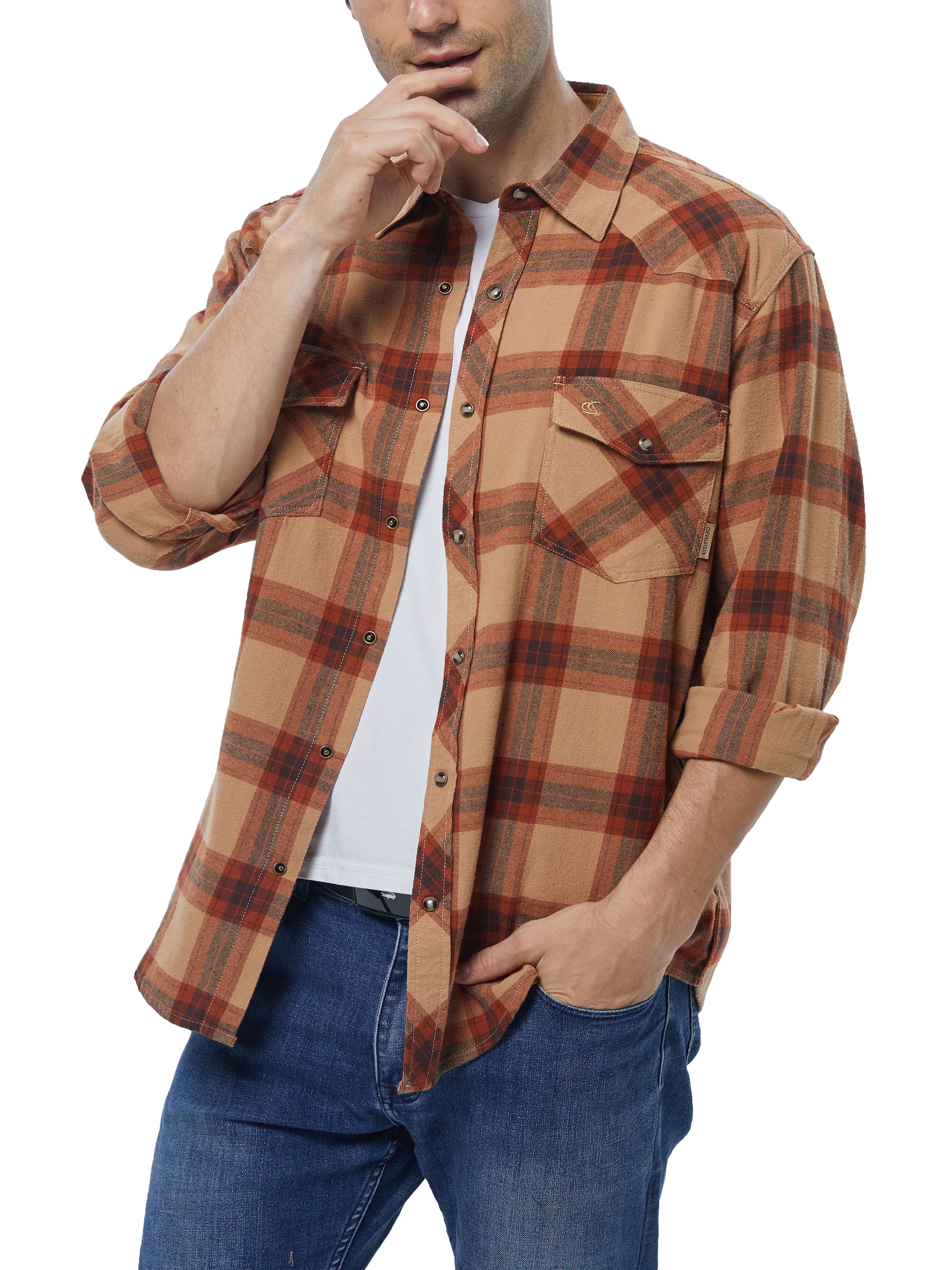 COEVALS CLUB Mens Flannel Long Sleeve Shirts Corduroy Lined Snap Button ...