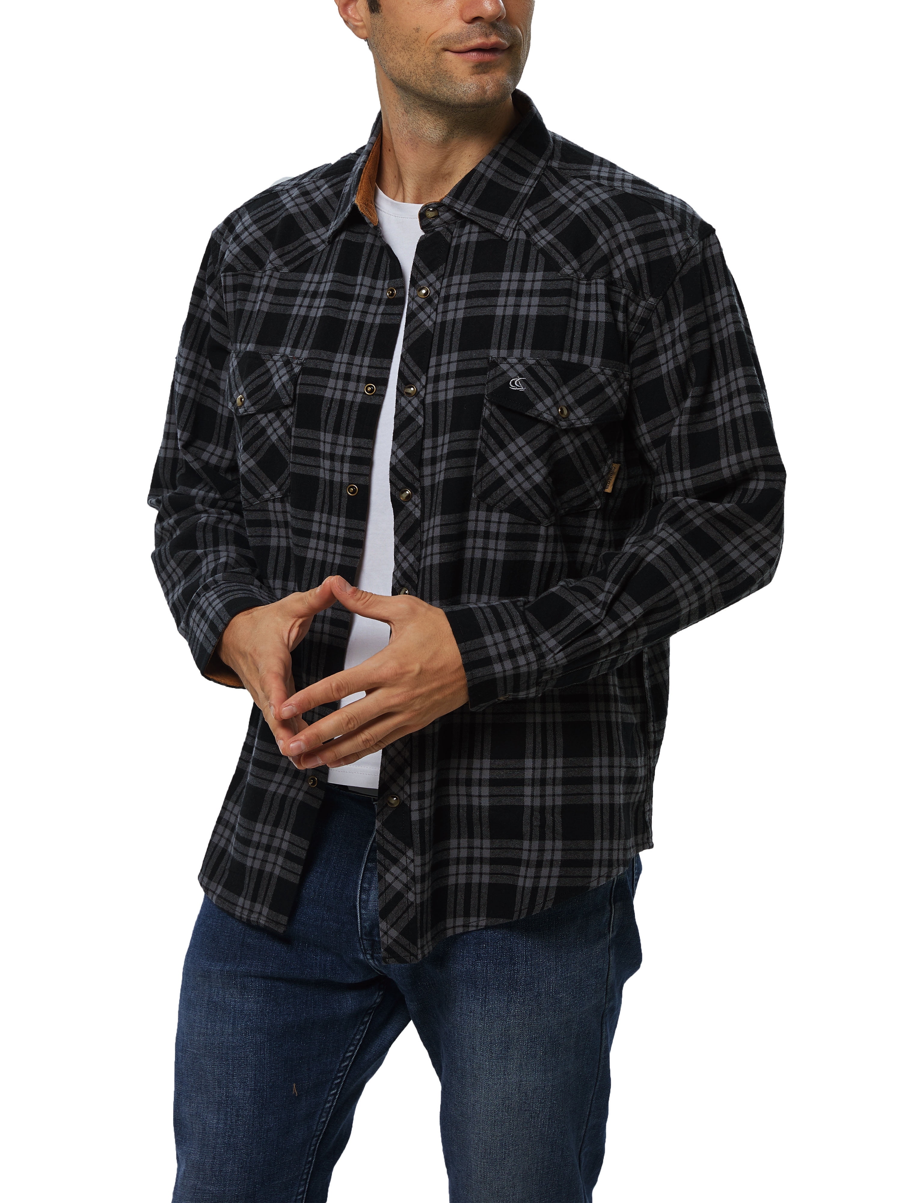 COEVALS CLUB Mens Flannel Long Sleeve Shirts Corduroy Lined Snap Button ...