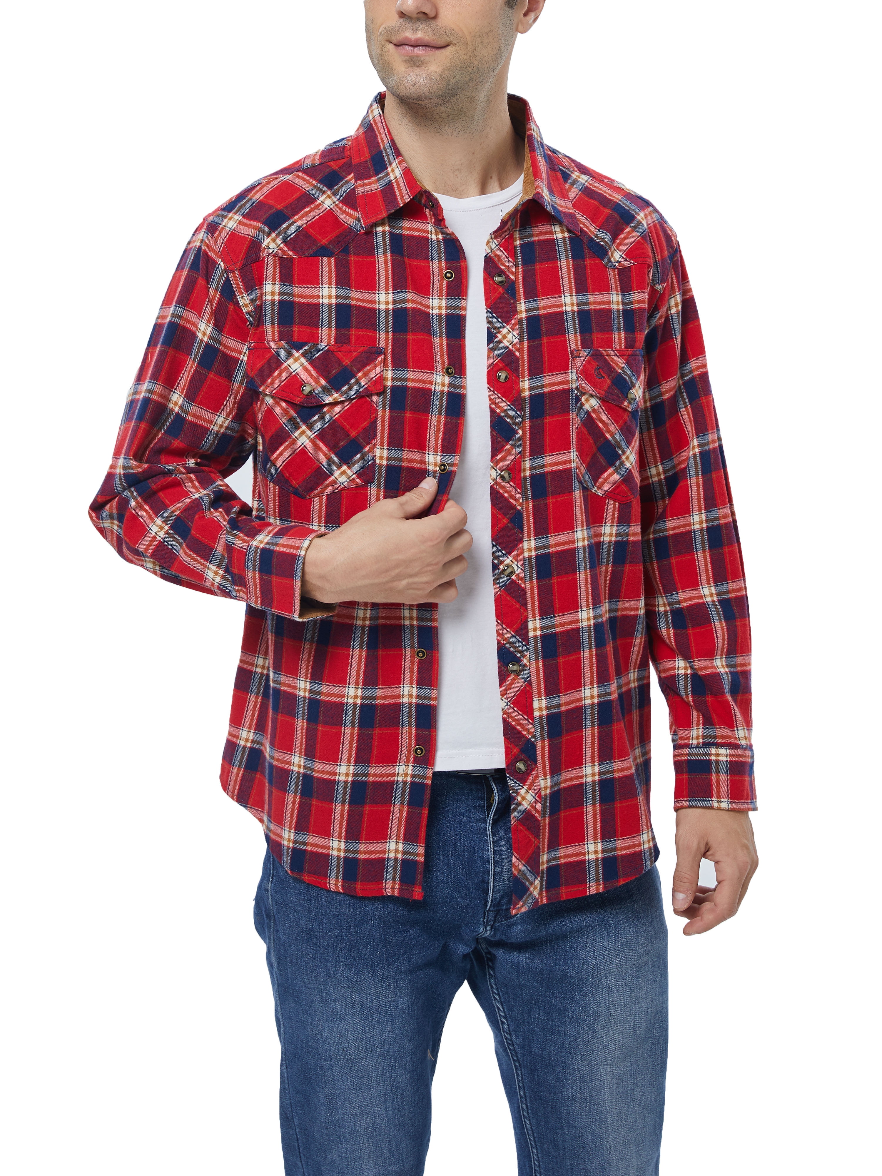 COEVALS CLUB Mens Flannel Long Sleeve Shirts Corduroy Lined Snap Button ...