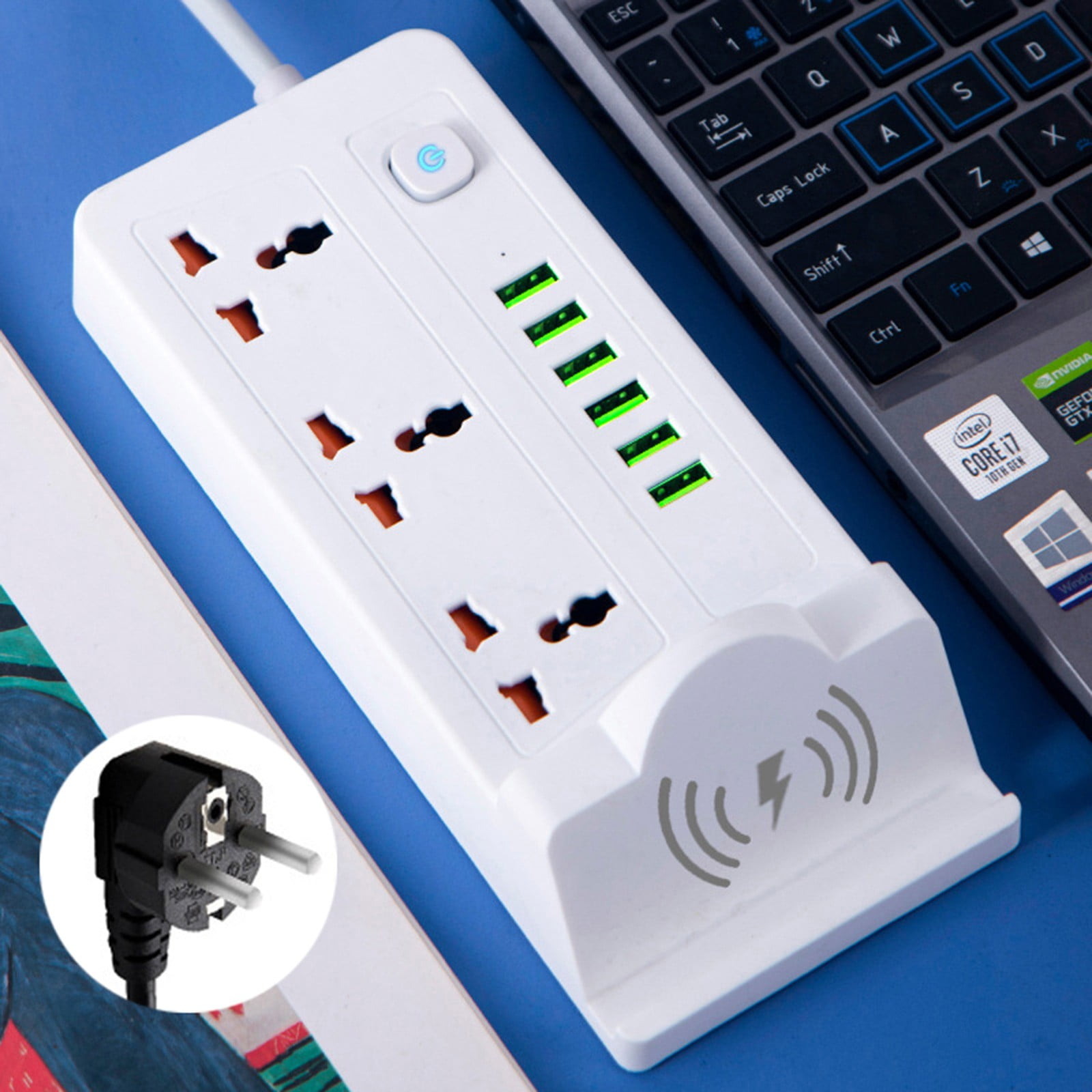 COFEST 2500W Multifunctional Socket with 3 Outlets, 6 USB Ports, 2m ...
