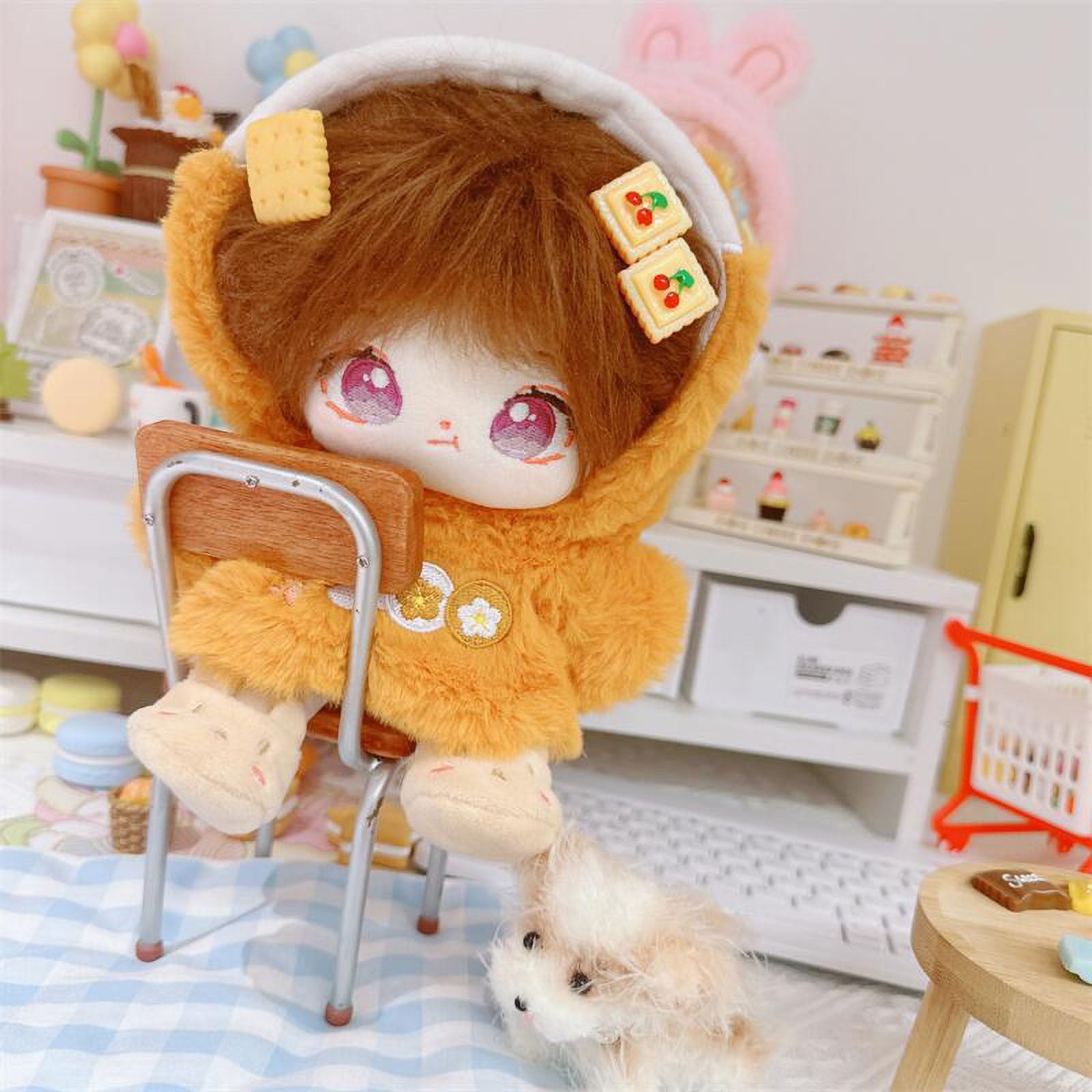 COFEST 8 Inch Plush Doll Clothes, Hoodie Glasses for Dolls, Warm ...