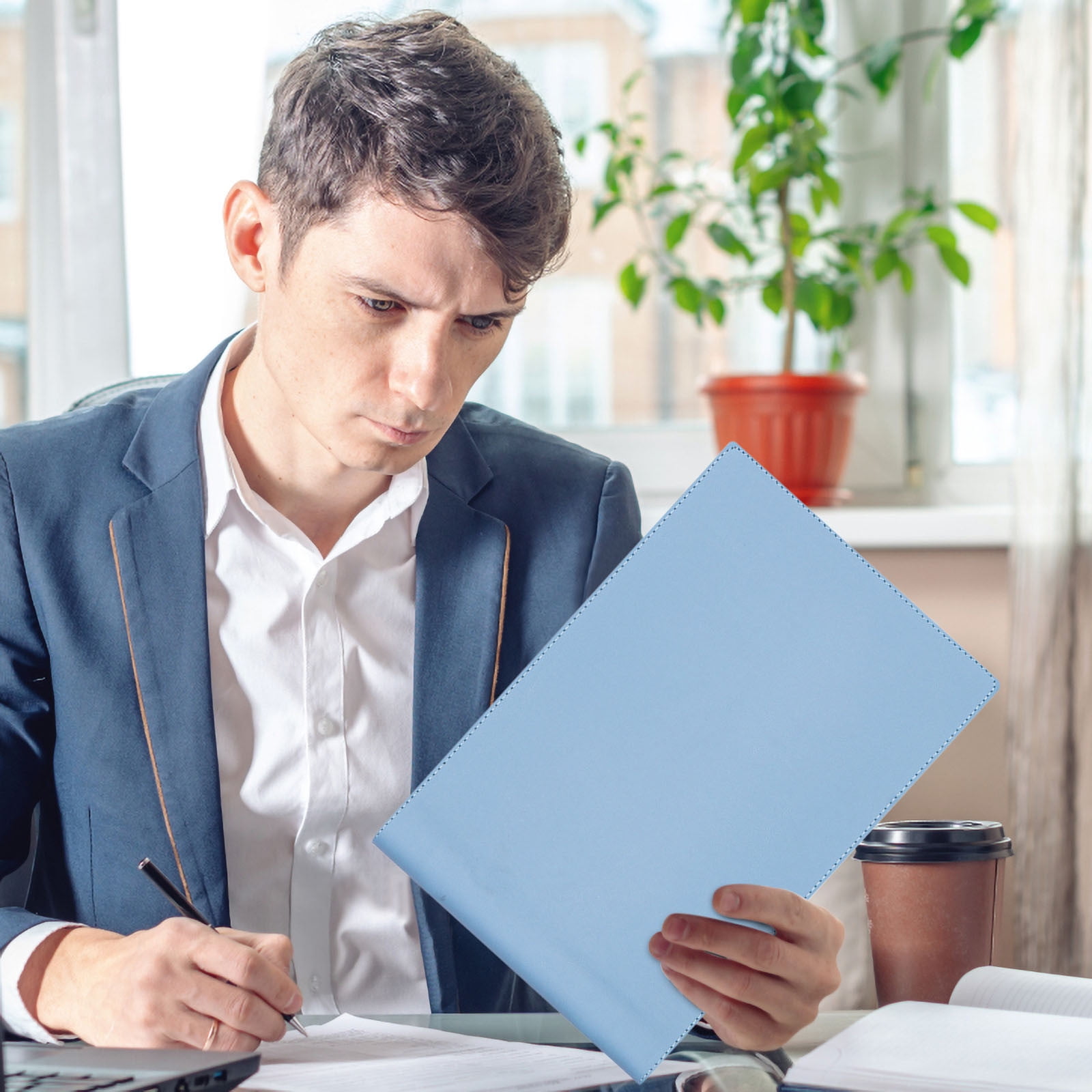 COFEST A4 Soft Binder with Leather Face, 6-Hole Removable Clip Binder ...