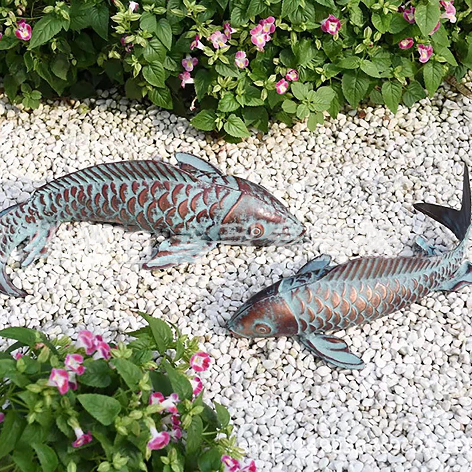 COFEST Ceramic Koi Fish Garden Decor, Resin Garden Carp Sculptures ...