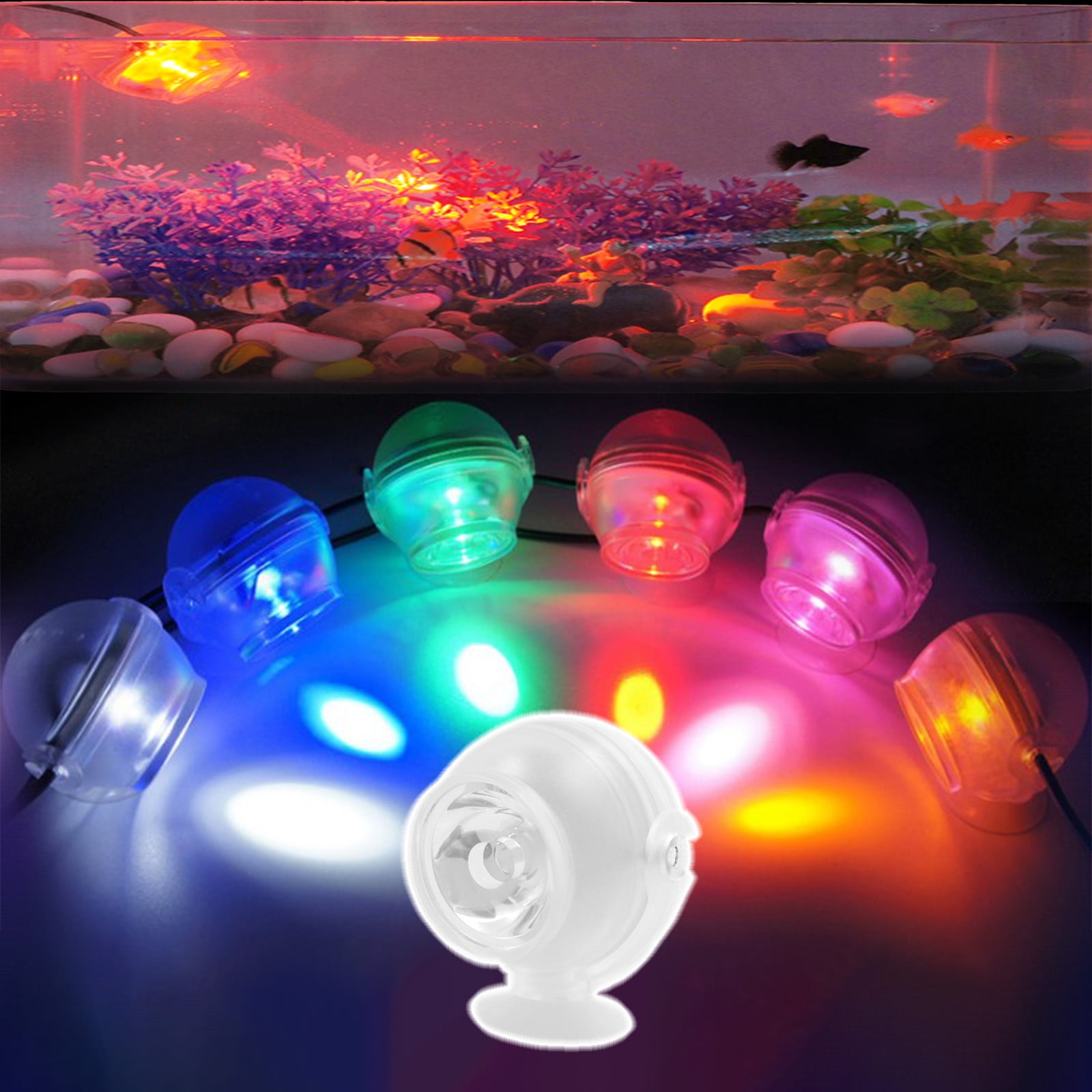 COFEST Colorful LED Spotlights, Submersible Waterproof Aquarium Lights ...