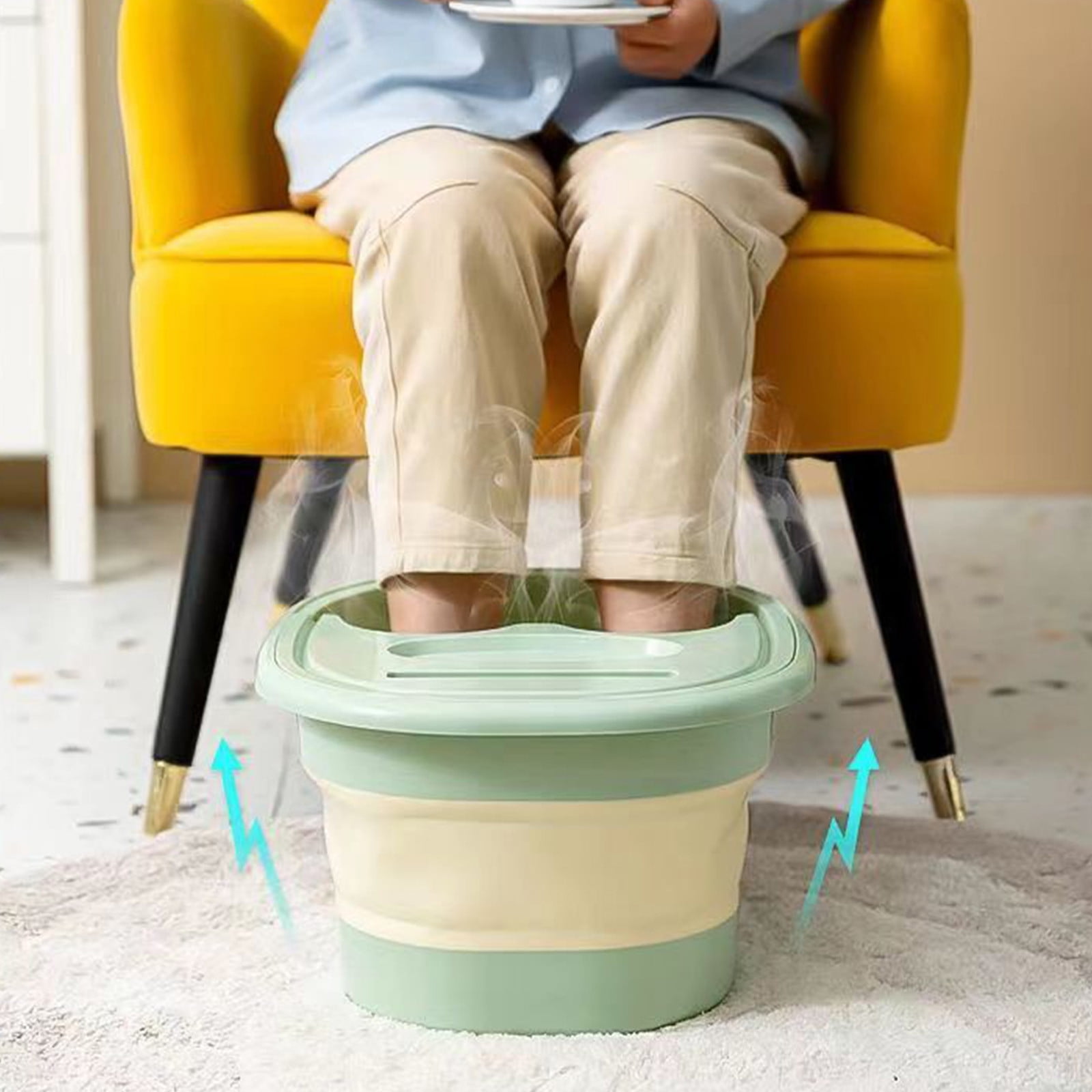 COFEST Foldable Foot Bath Bucket with Handle and Lid， Portable Foot ...