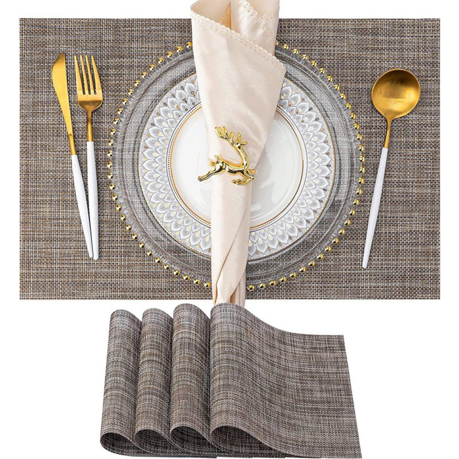 COFEST Heat-Resistant PVC Placemats Set of 4, Washable Non-Slip Table ...