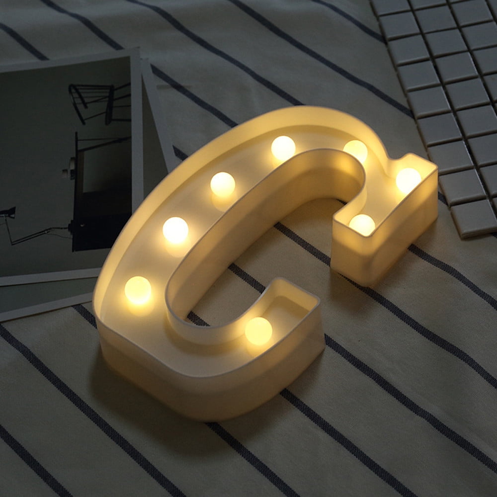 COFEST Home Decor,Alphabet Led Letter Lights Light Up White Plastic ...
