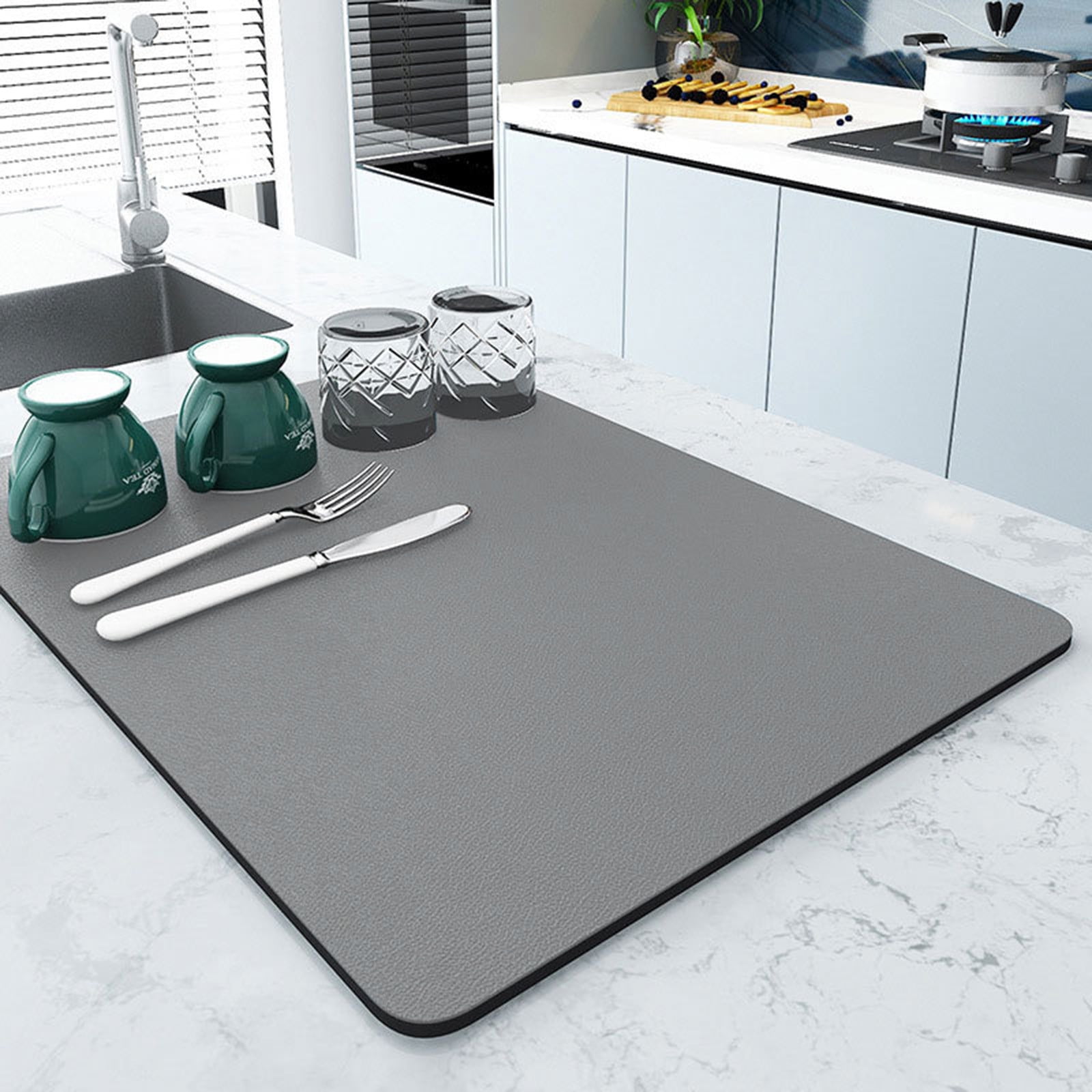 COFEST Kitchen Countertop Mat, Soft Diatomaceous Mud Absorbent Mat, Cup ...