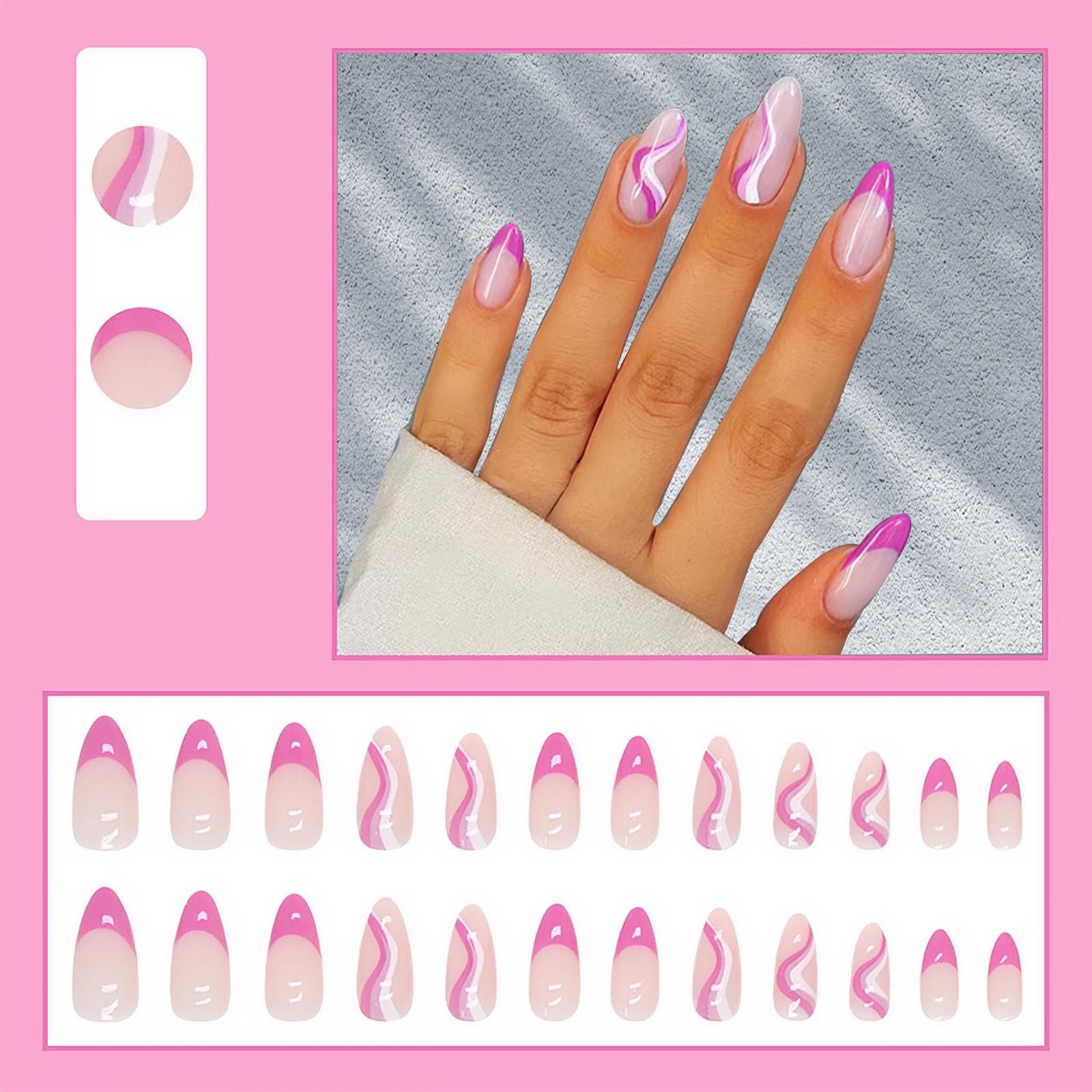 COFEST Medium Length Press-On Nails,24 Tablets Of Fake Nails With ...