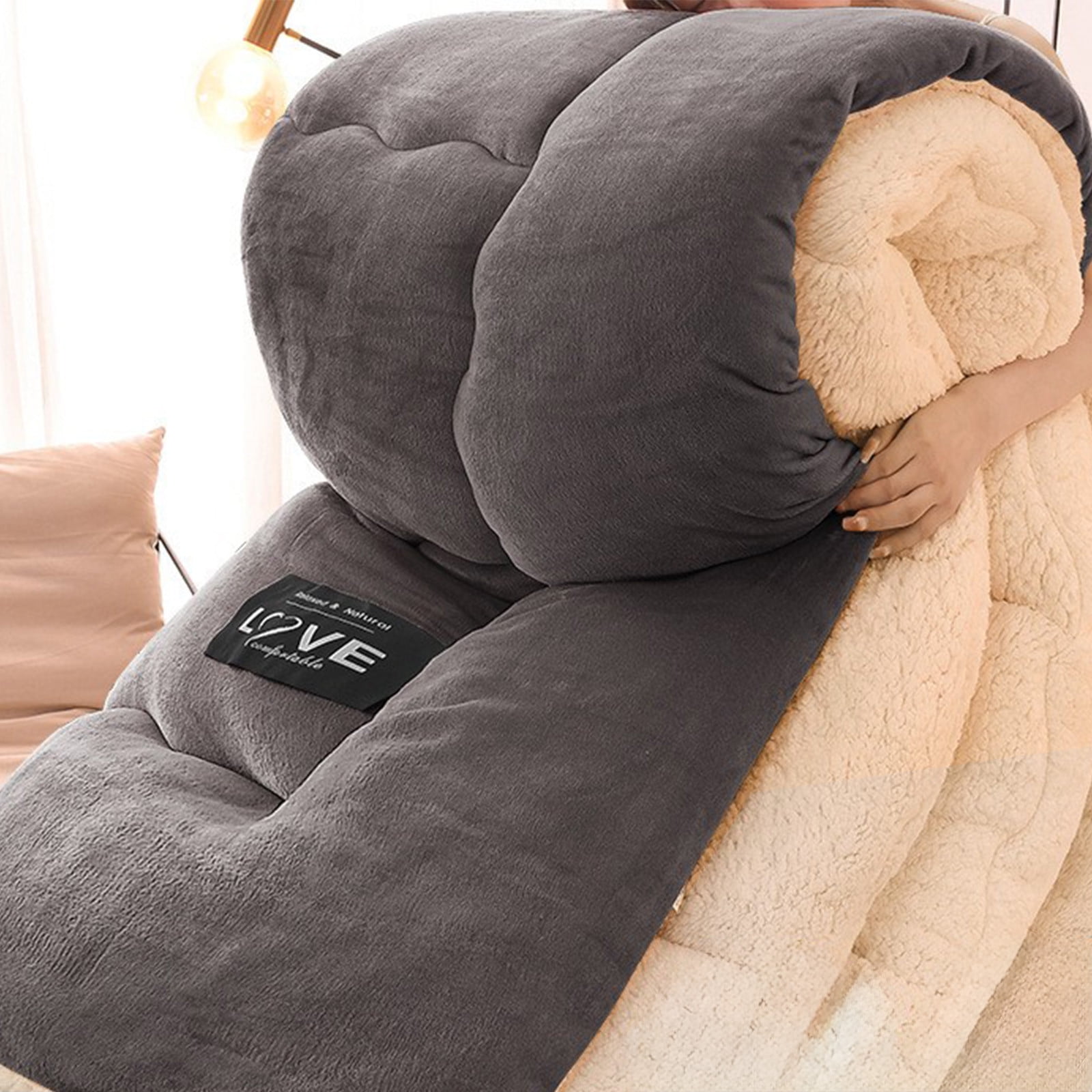 COFEST Milk Fleece Thickened Winter Quilt - Double Warm Cotton ...