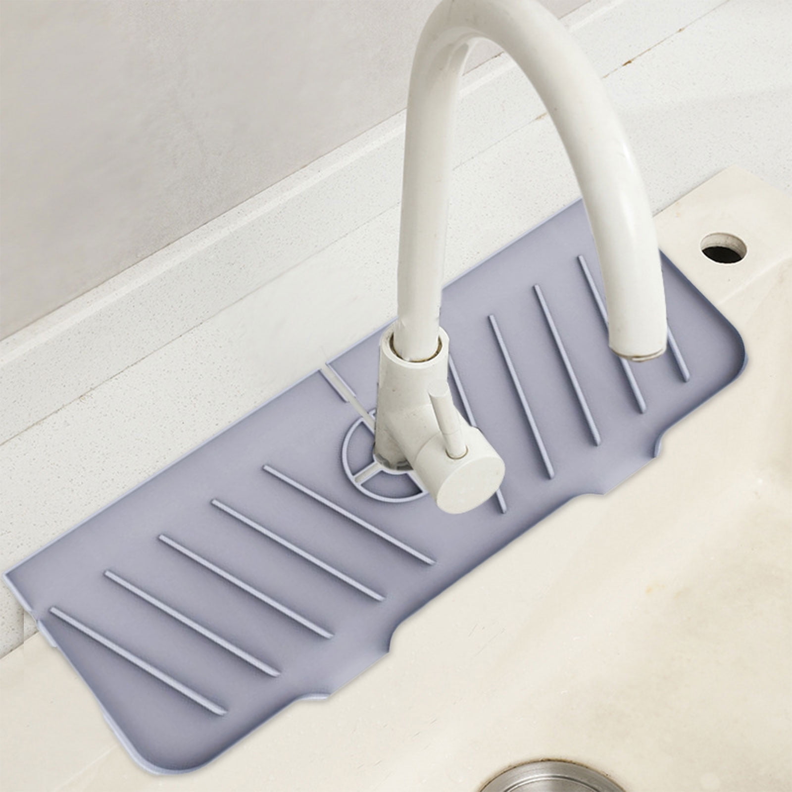 COFEST Sink Faucet Mat - Black Gray Orange Silicone Water Catcher with ...