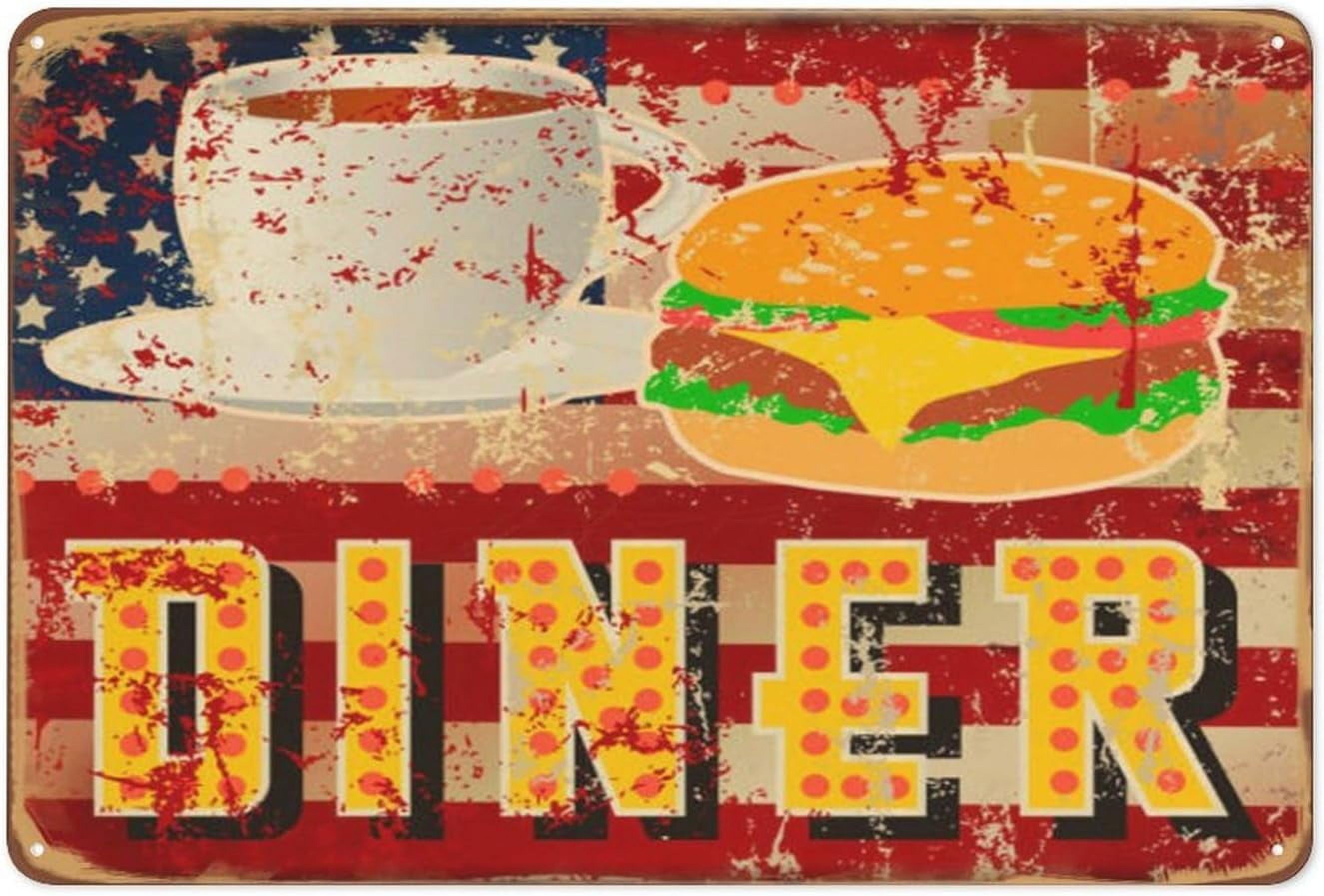 COFFEE BURGERS DINER Metal Sign,Novelty Sign gift kitchen mom mother ...
