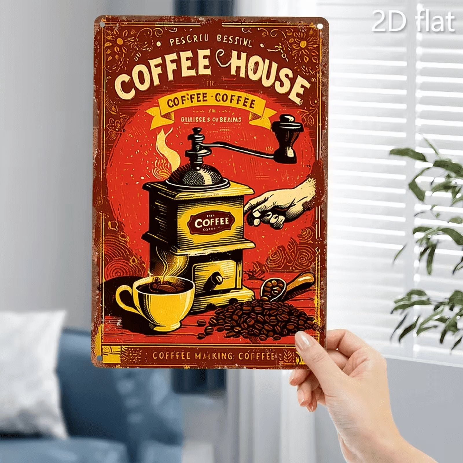 COFFEE HOUSE Aluminum Round Weatherproof Sign RETRO STYLE GARAGE MAN ...
