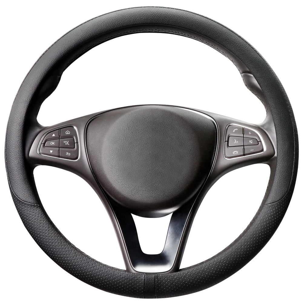 COFIT Microfiber Leather Steering Wheel Cover for Size 14 1/2-15in Steering Wheels-Black ...