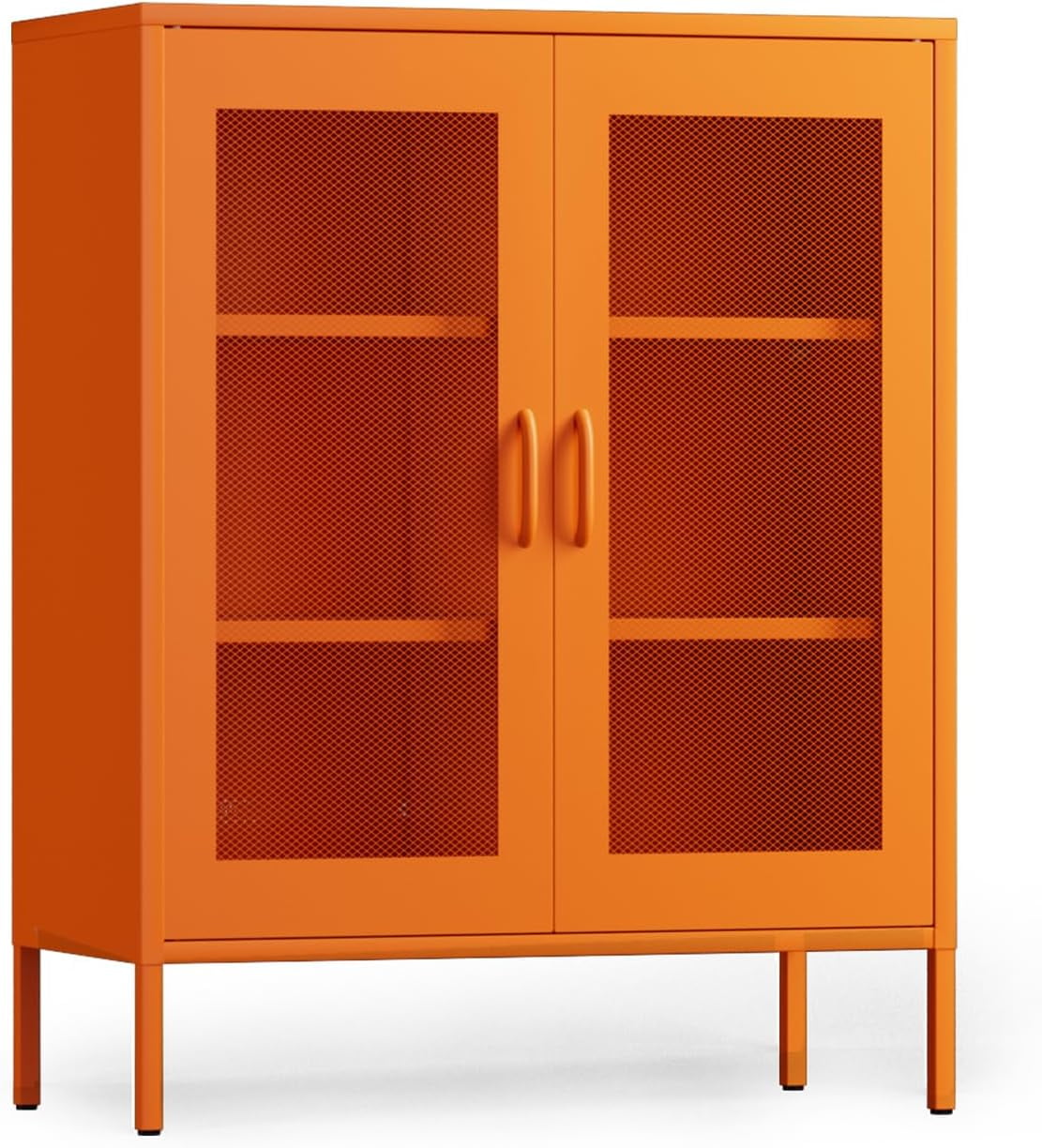 COFaR Metal Storage Cabinet, 3 Tiers Metal Cabinet with 2 Mesh Doors ...